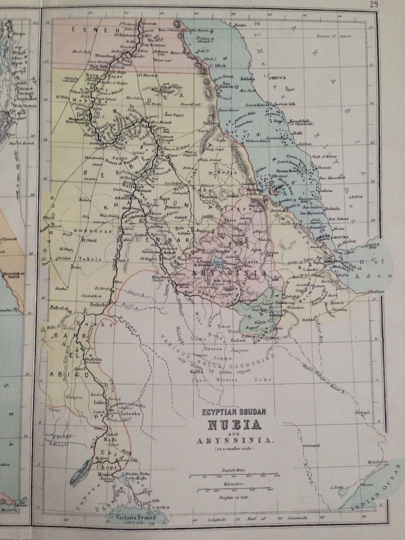 1887 Middle East Original Antique Map Colour Historical - Etsy UK