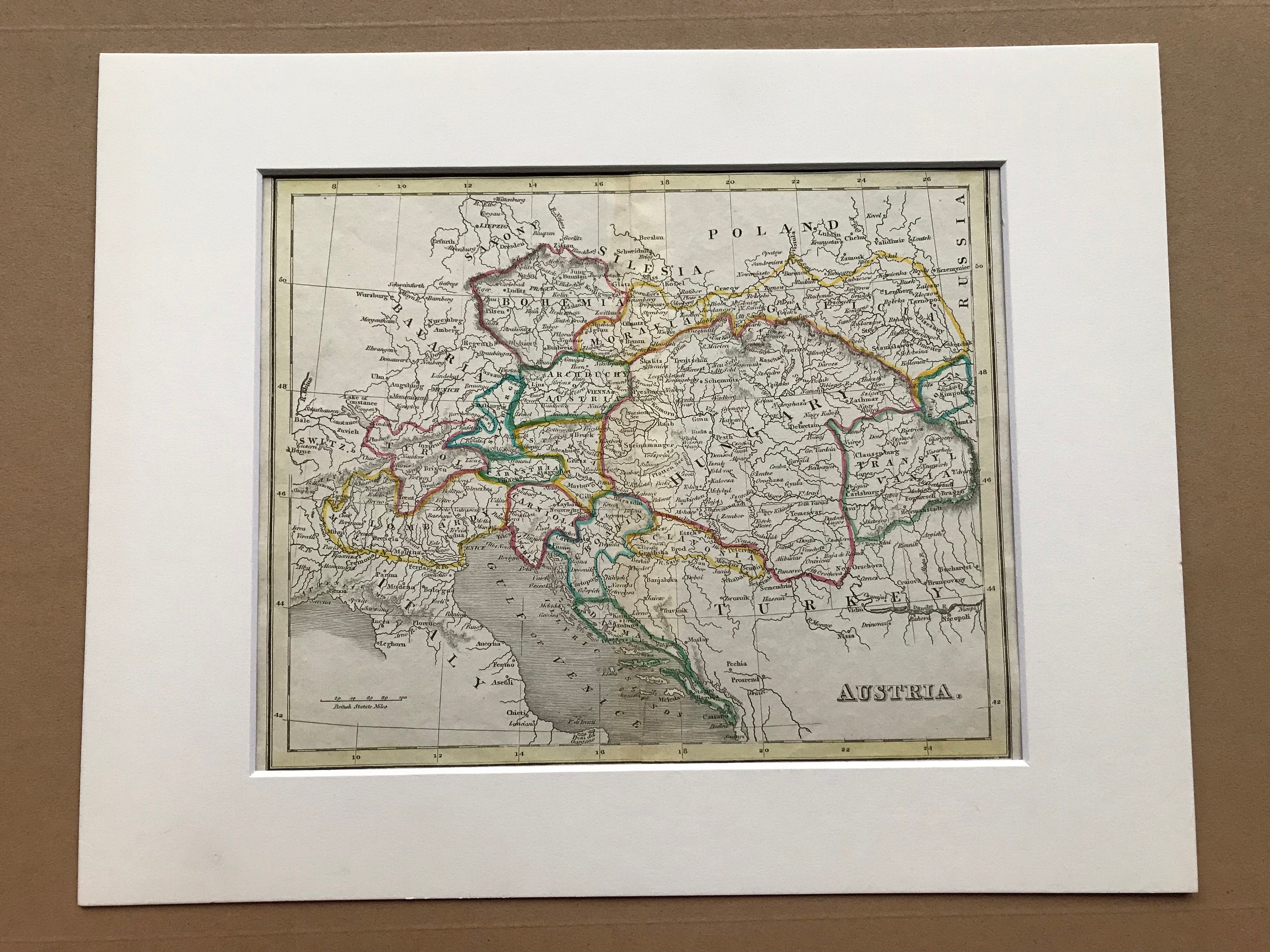 1819 Austria Original Antique Hand-Coloured Engraving - Rare Historical ...