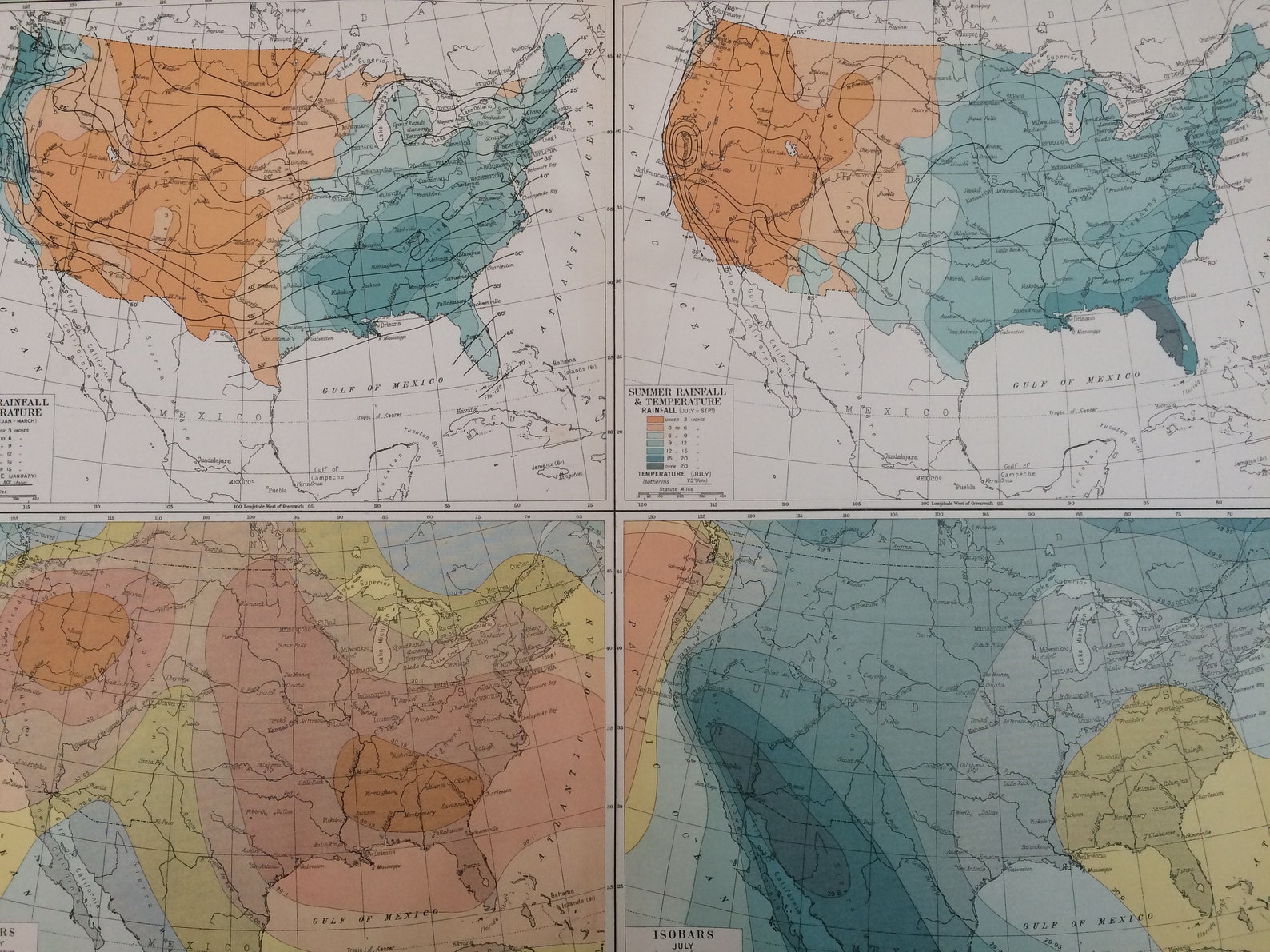 1920 United States Climate Extra Large Original Antique Map - Etsy