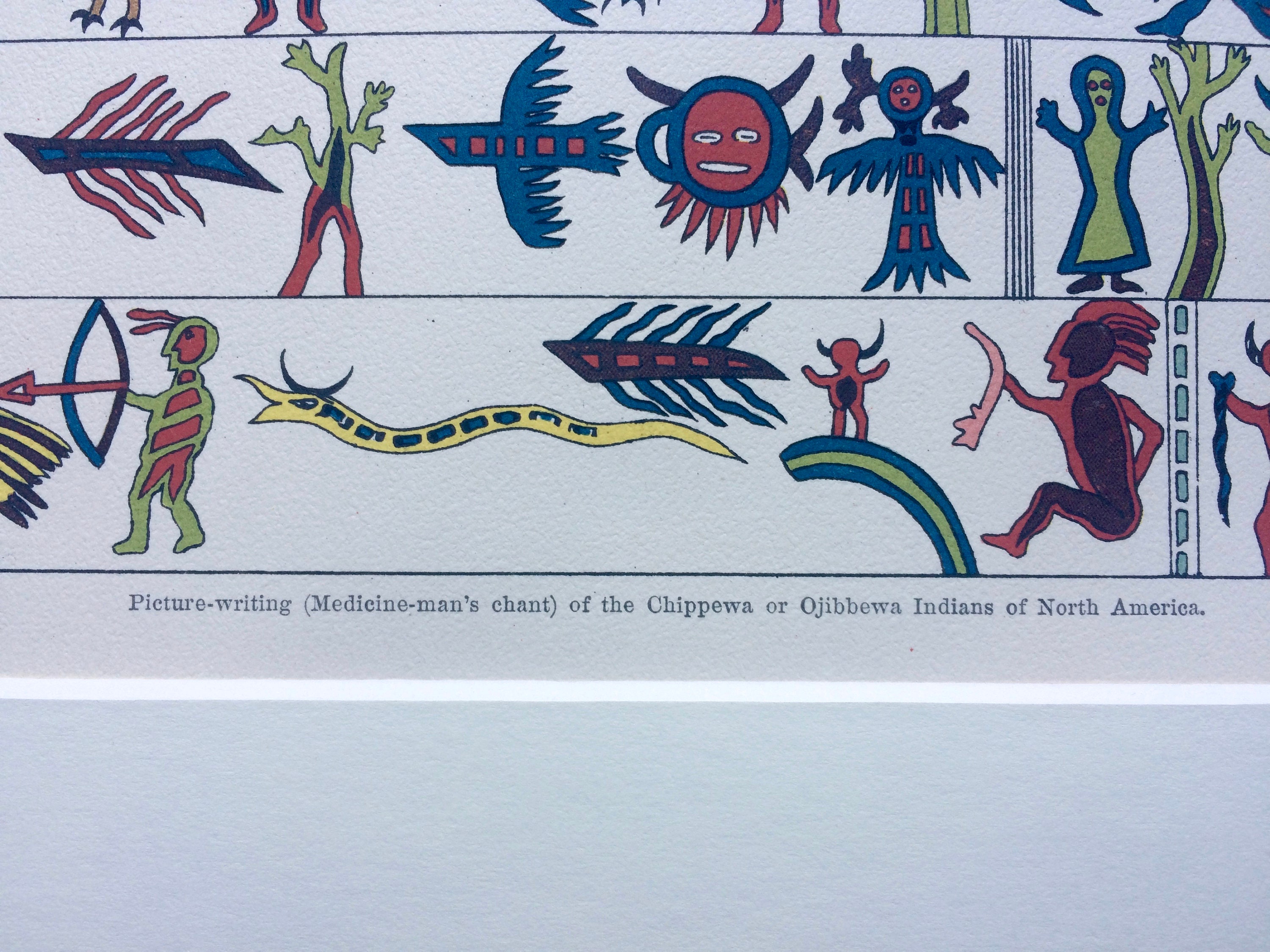 1904 Original Antique Print - Indian Picture Writing - Pictorial Script ...