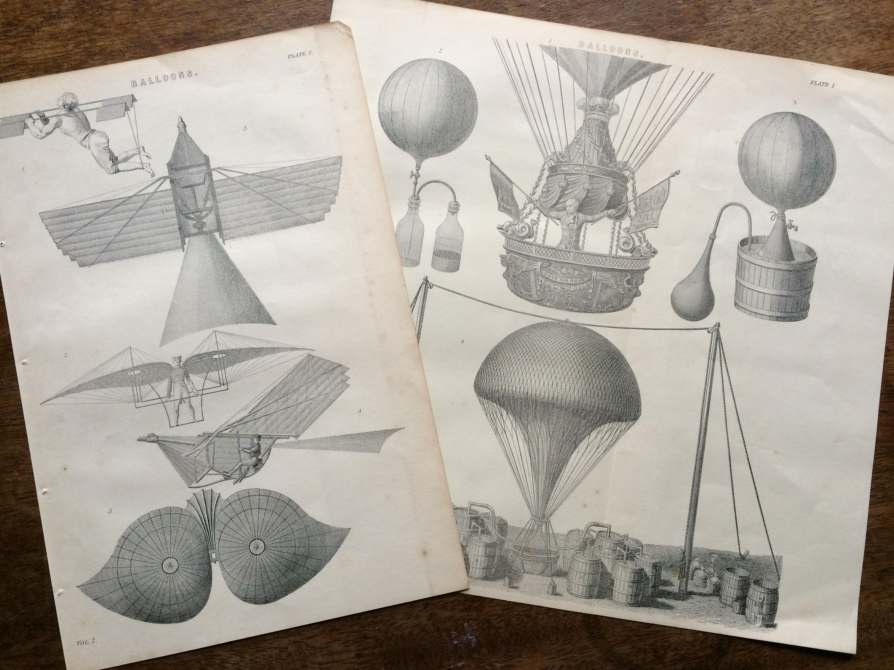 1880 Balloons Set of 2 Original Antique Steel Engravings - Hot Air ...