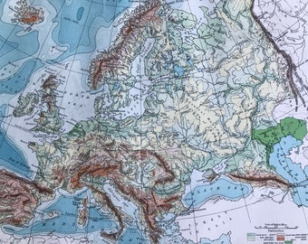 1891 Europe Original Antique Map Continent Map Available Mounted and ...