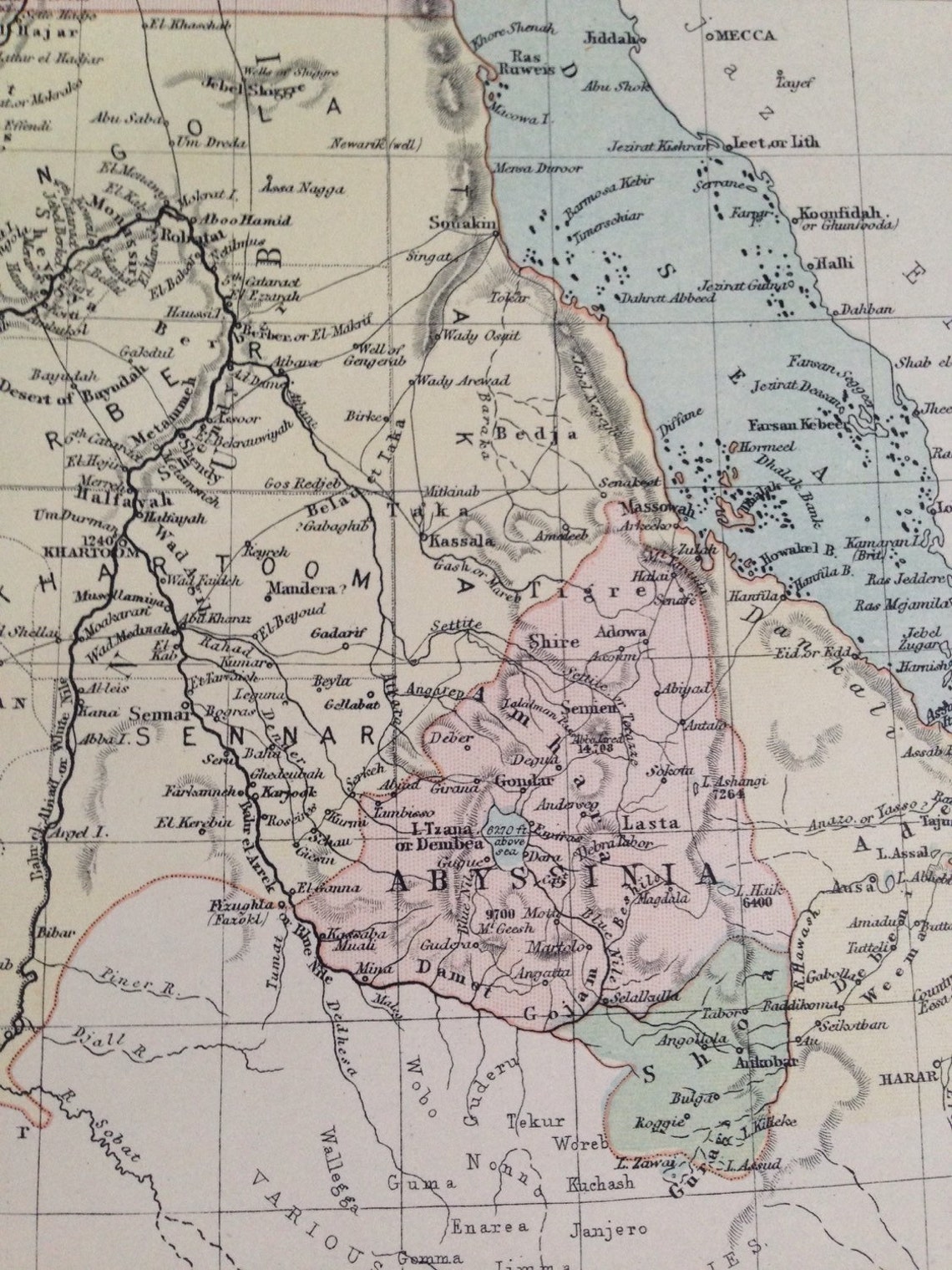 1887 Middle East Original Antique Map Colour Historical - Etsy UK
