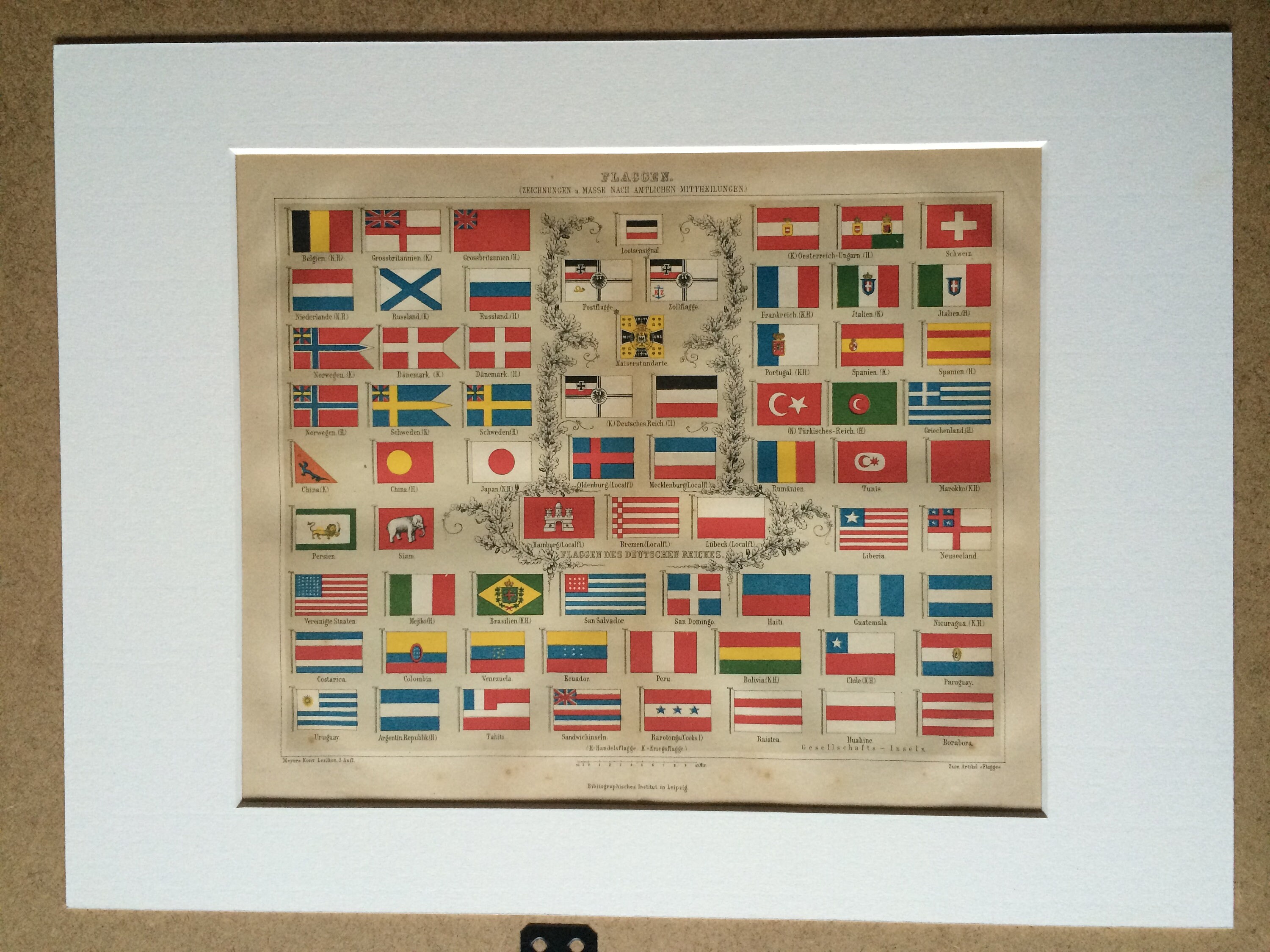 1875 Flag Large Original Antique print - Available Mounted and Matted ...