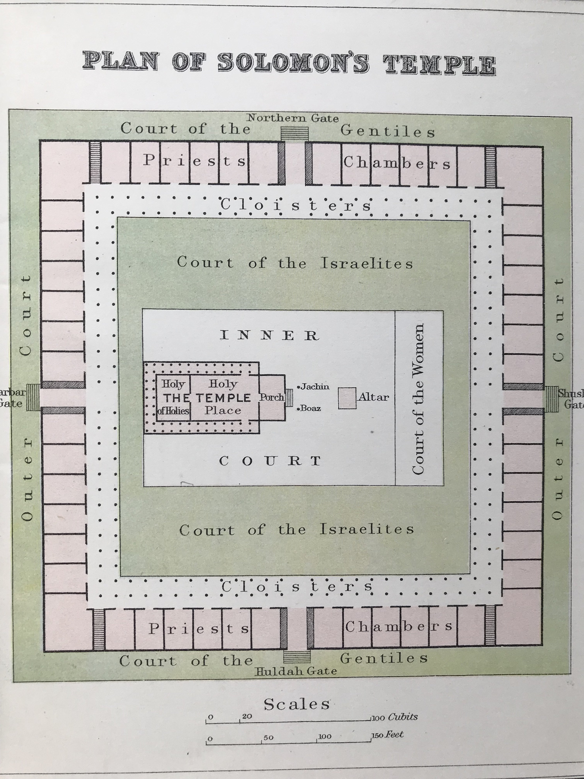 1871 Plan of Solomon's Temple Original Antique Map | Etsy