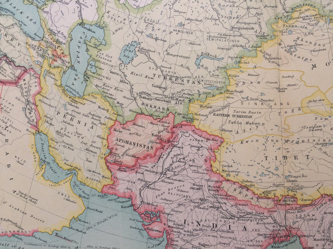 1922 ASIA Large Original Antique Times Atlas Political Map | Etsy