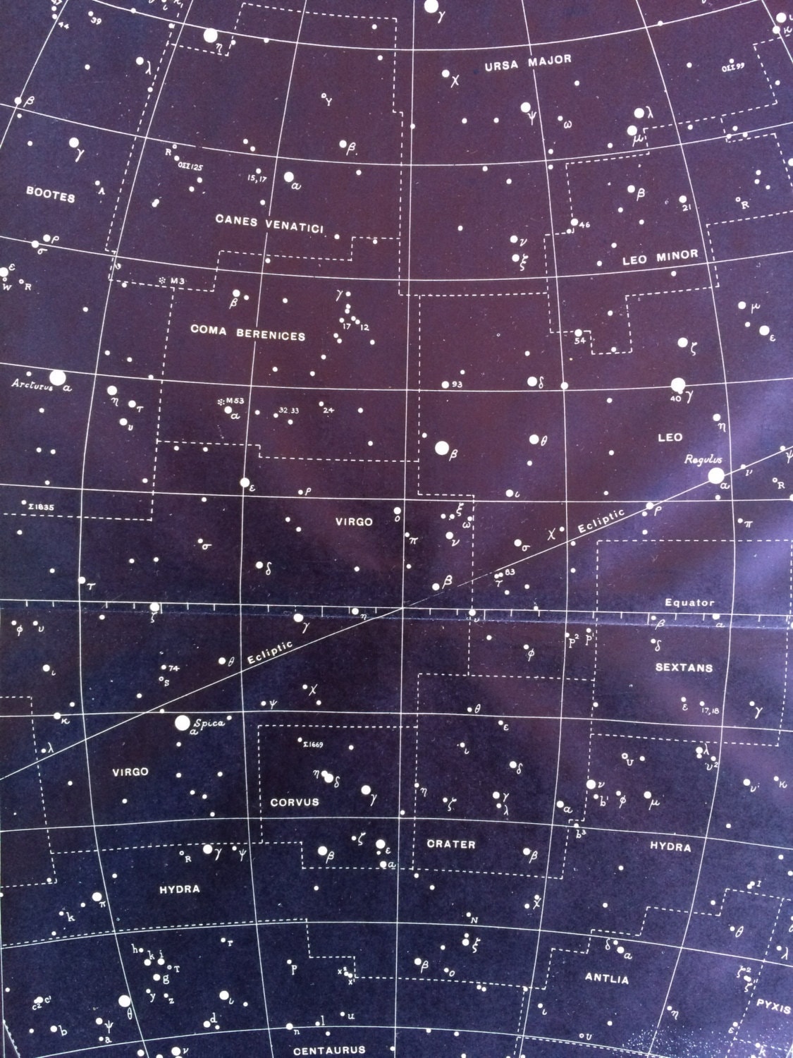 1961 Original Vintage Star Map for epoch 1950 - 9.5 x 14.5 inches ...
