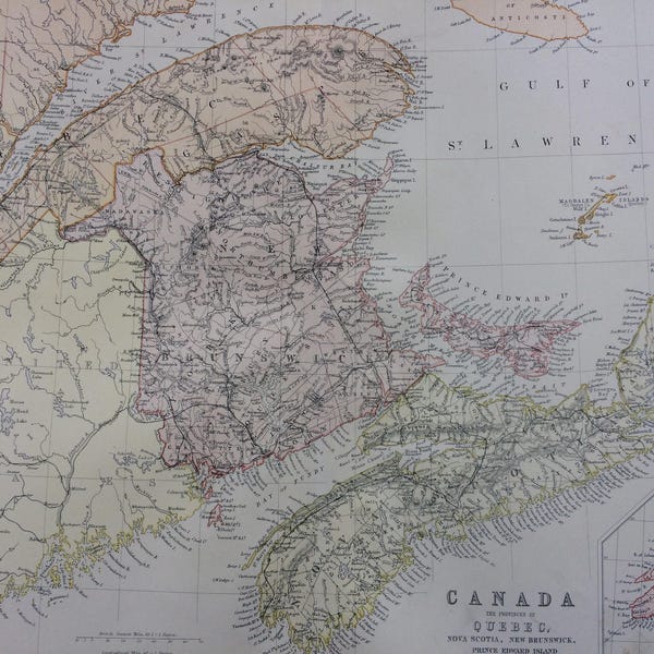 Antique Map of Prince Edward Island - Etsy