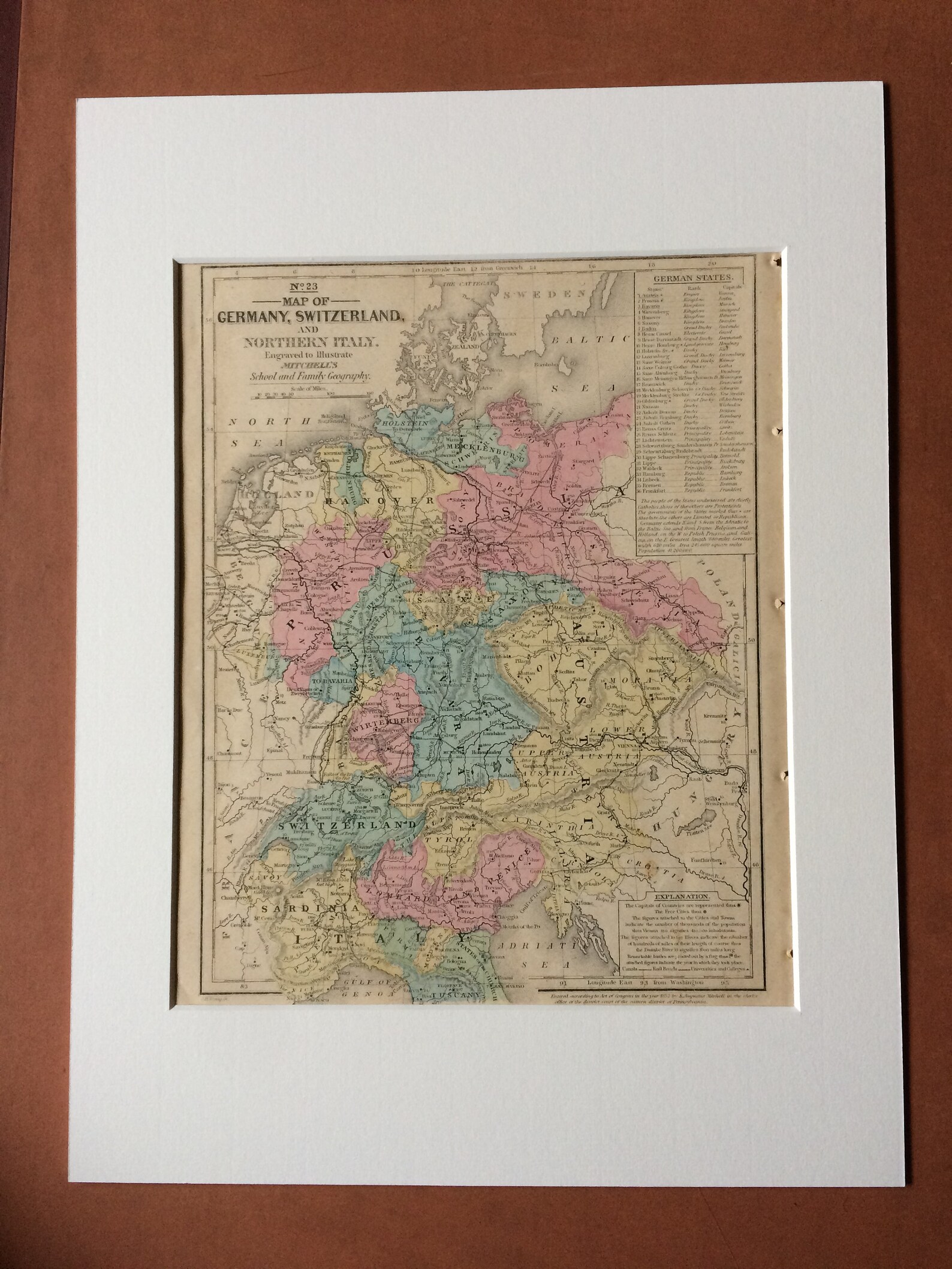 1855 Germany Switzerland and Northern Italy Original Antique | Etsy