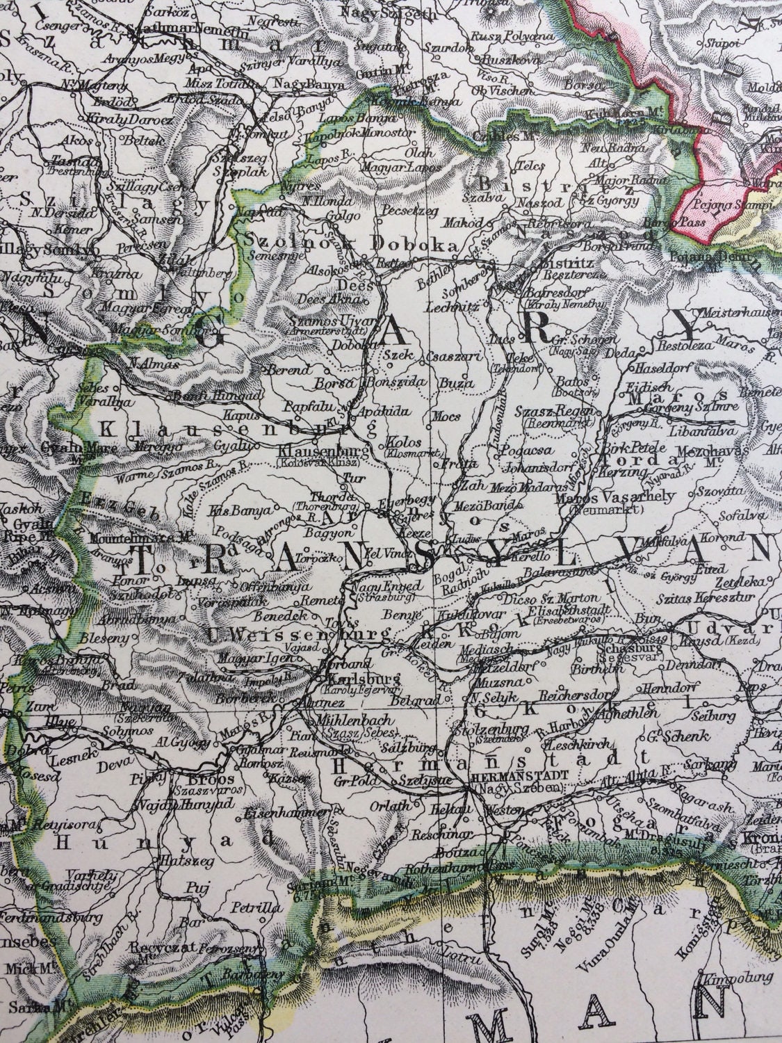 1903 Eastern Hungary and Galicia Original Antique Map, 10 x 15.5 inches ...