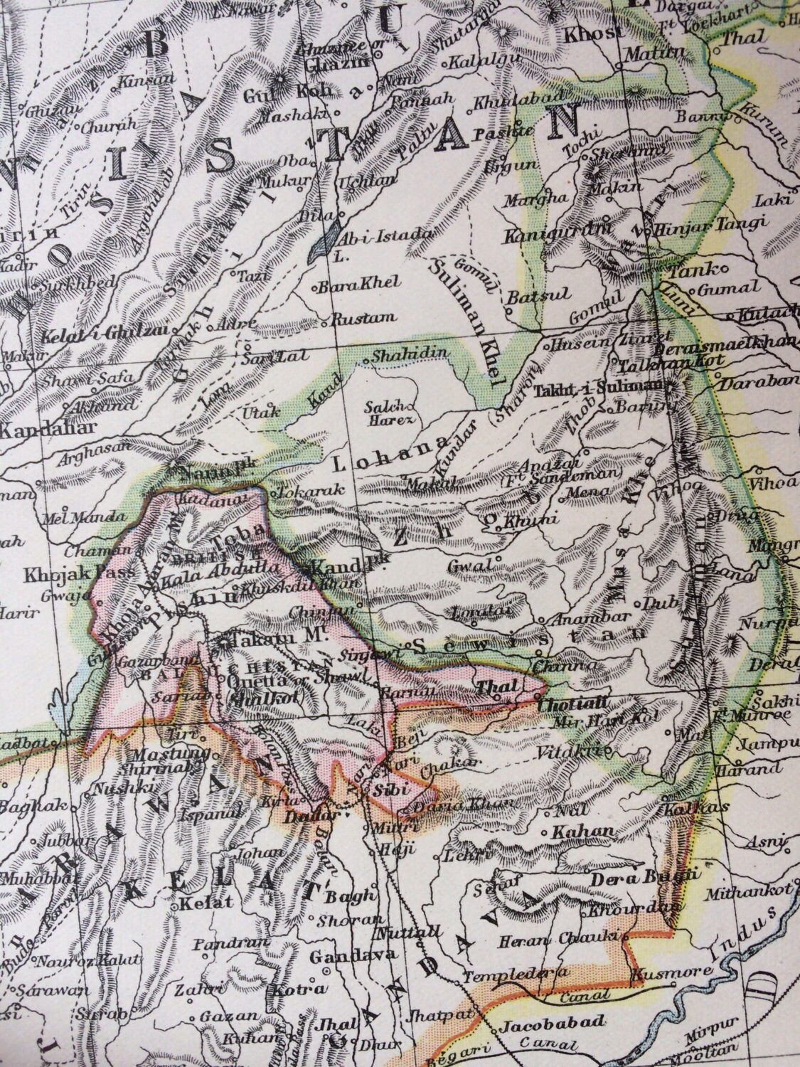 1899 AFGHANISTAN and BALUCHISTAN Original Antique W & A.K Johnston map ...