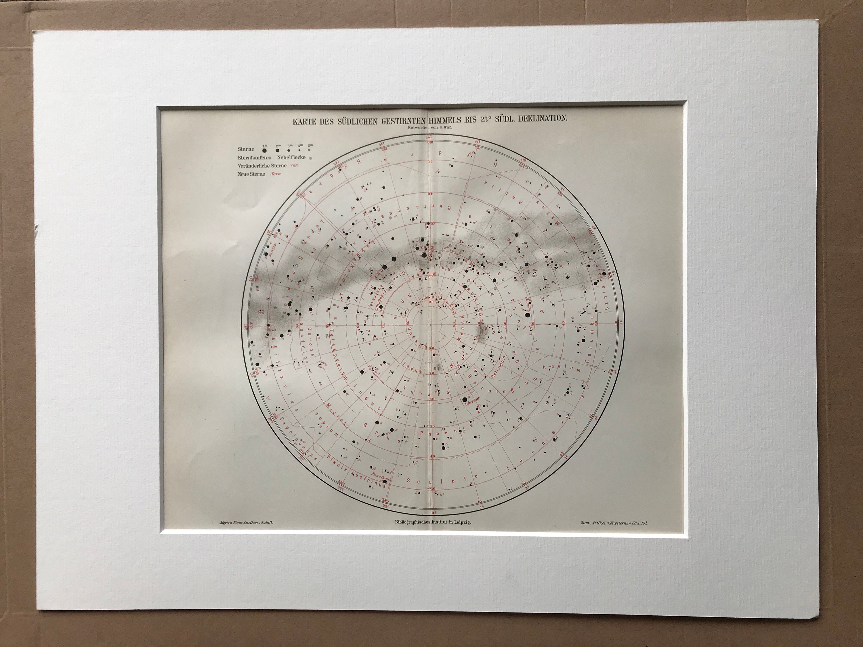 1898 Southern Starry Sky Map Large Original Antique Lithograph ...