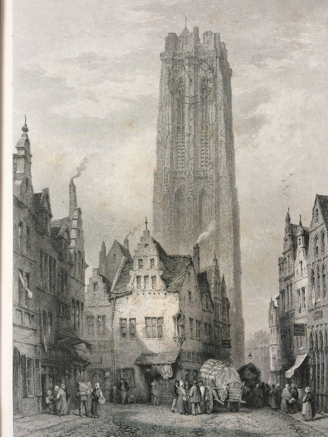 1876 the Cathedral Malines Original Antique Steel Engraving - Belgium ...