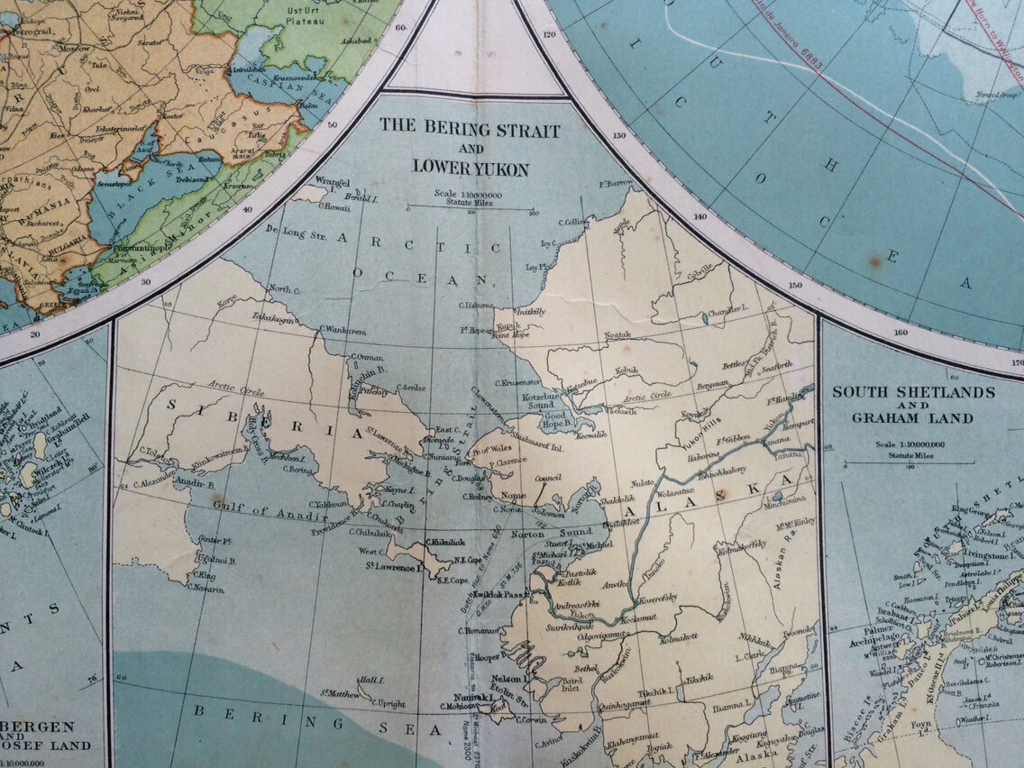 1920 The Polar Regions mercantile marine map - arctic - antarctic ...