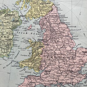1896 British Isles and Northern Europe Original Antique Map - Large ...