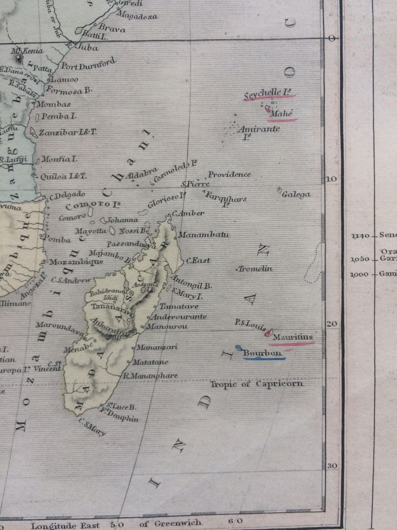 1870 AFRICA Original Antique Map Showing Height of Mountains - Etsy UK