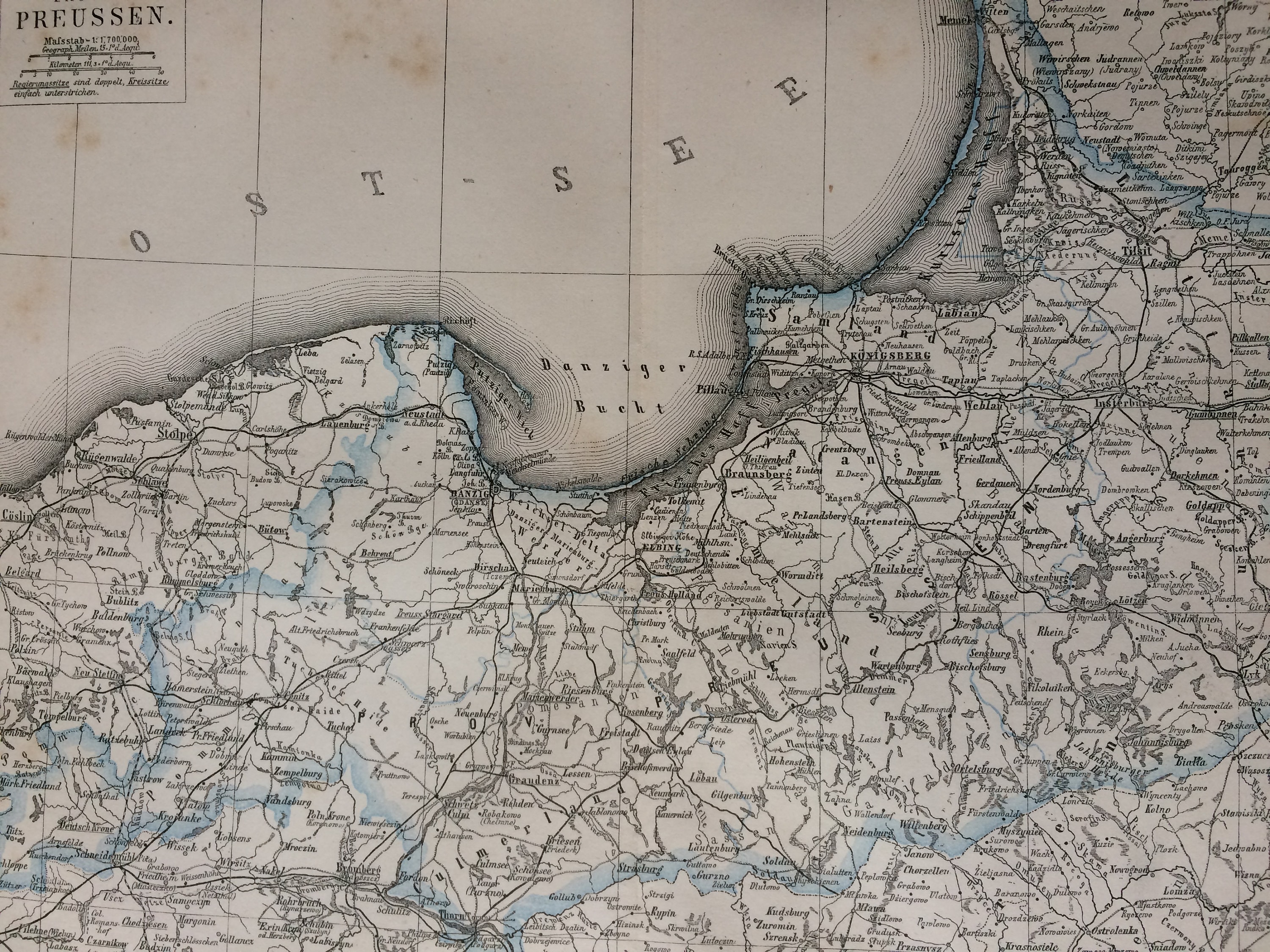 1877 Prussia Province Original Antique Map - Germany - Available Framed ...