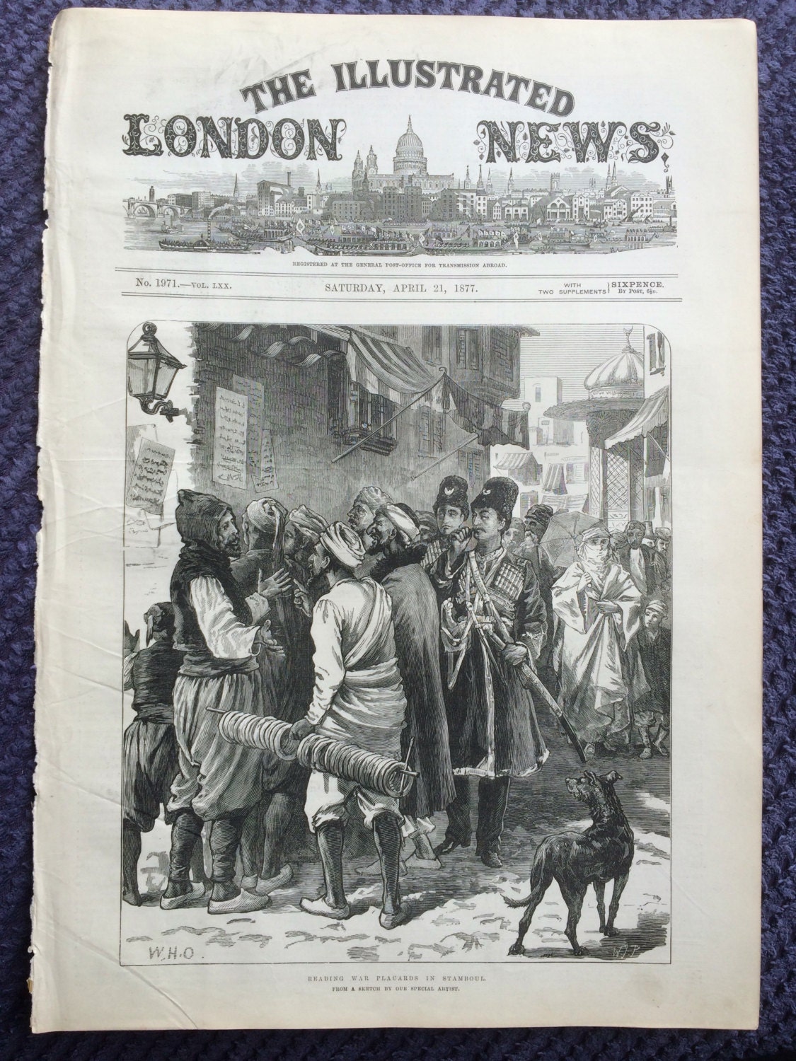 1877 Reading War Placards in Stamboul antique print from engraving ...