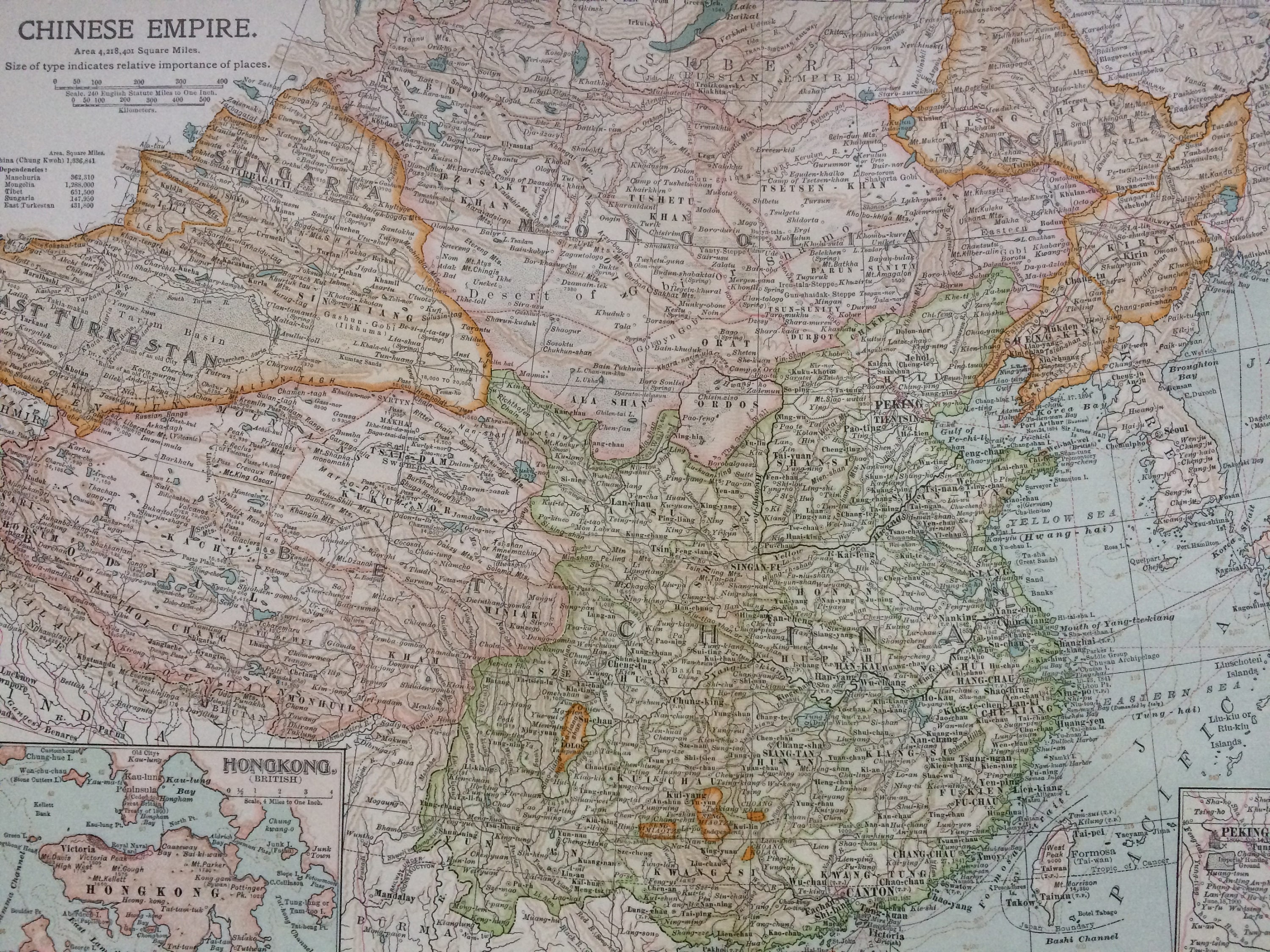 1903 Chinese Empire map Original Antique Map - China - Tibet - Mongolia ...