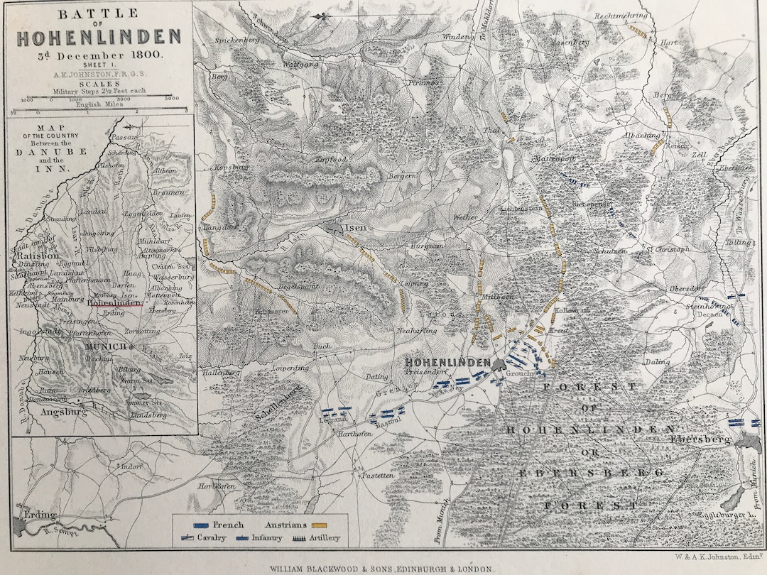 1875 Battle of Hohenlinden, 1800 Original Antique Map - Germany ...