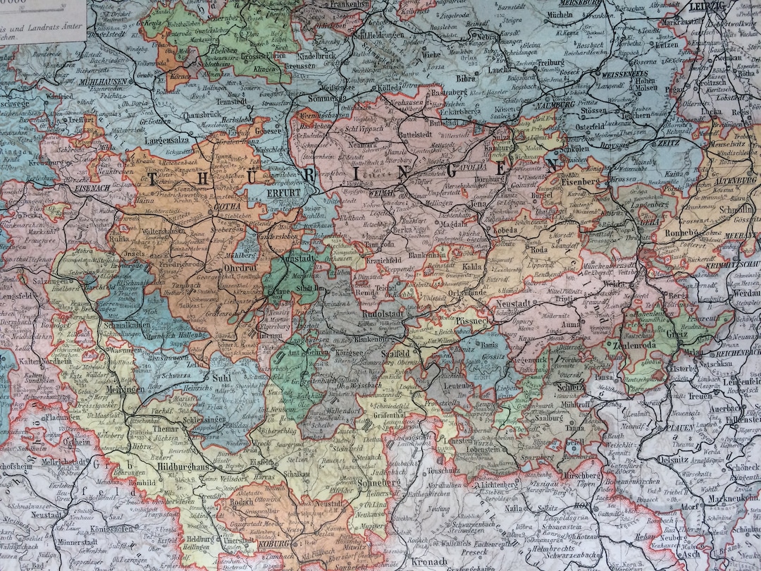 1897 Ernestine Duchies (saxon Duchies) Original Antique Map - Available ...