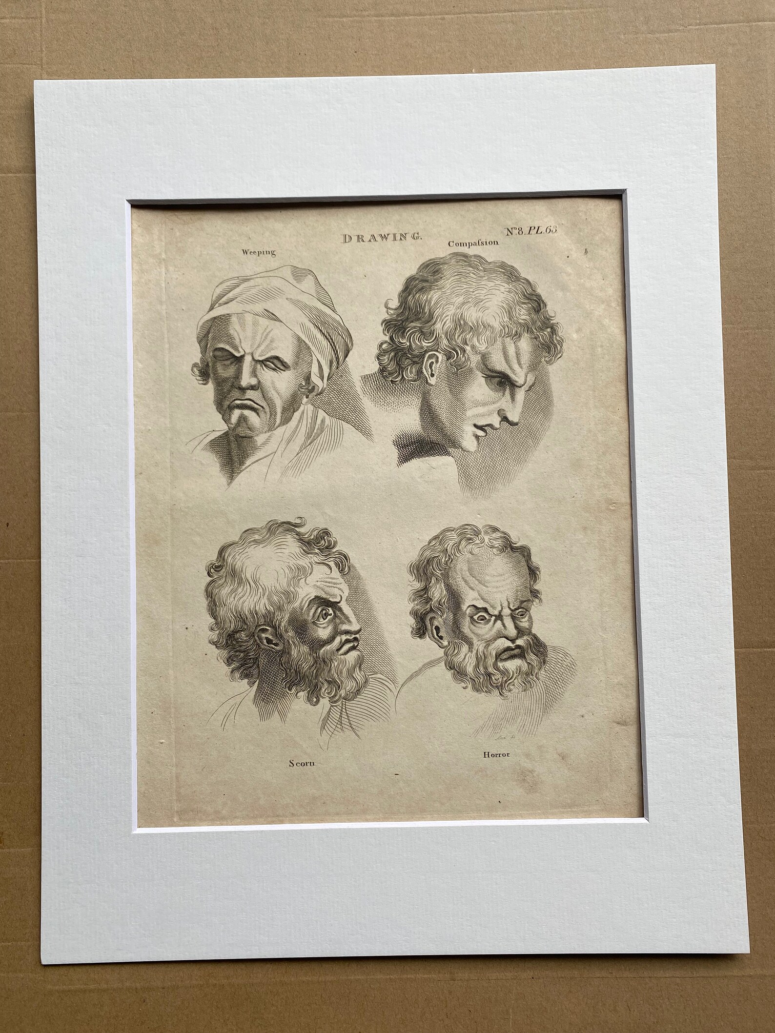 1806 Drawing (facial Expressions) Original Antique Engraving - Gift for ...