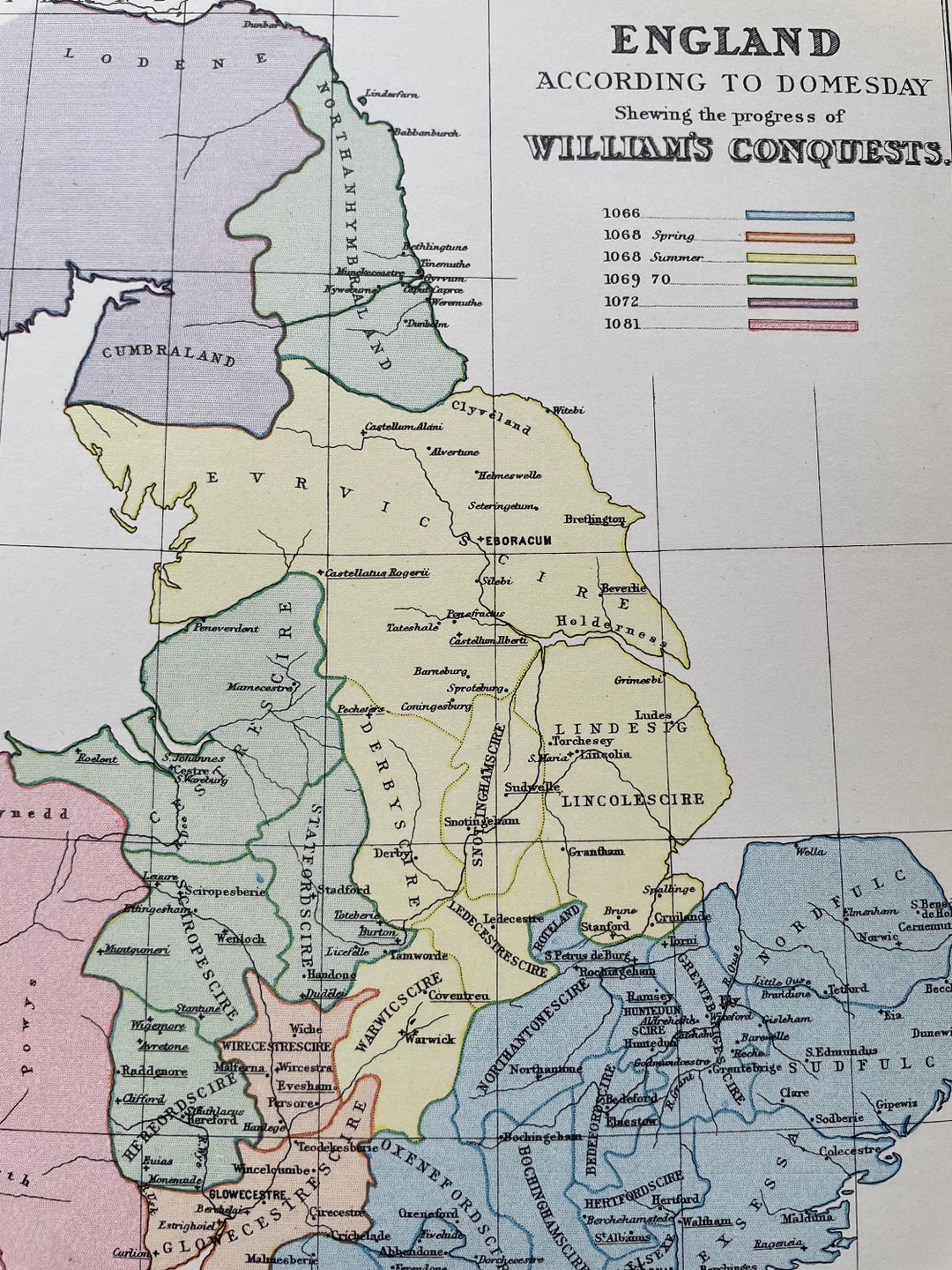 1875 England According to Domesday Showing the Progress of William's ...