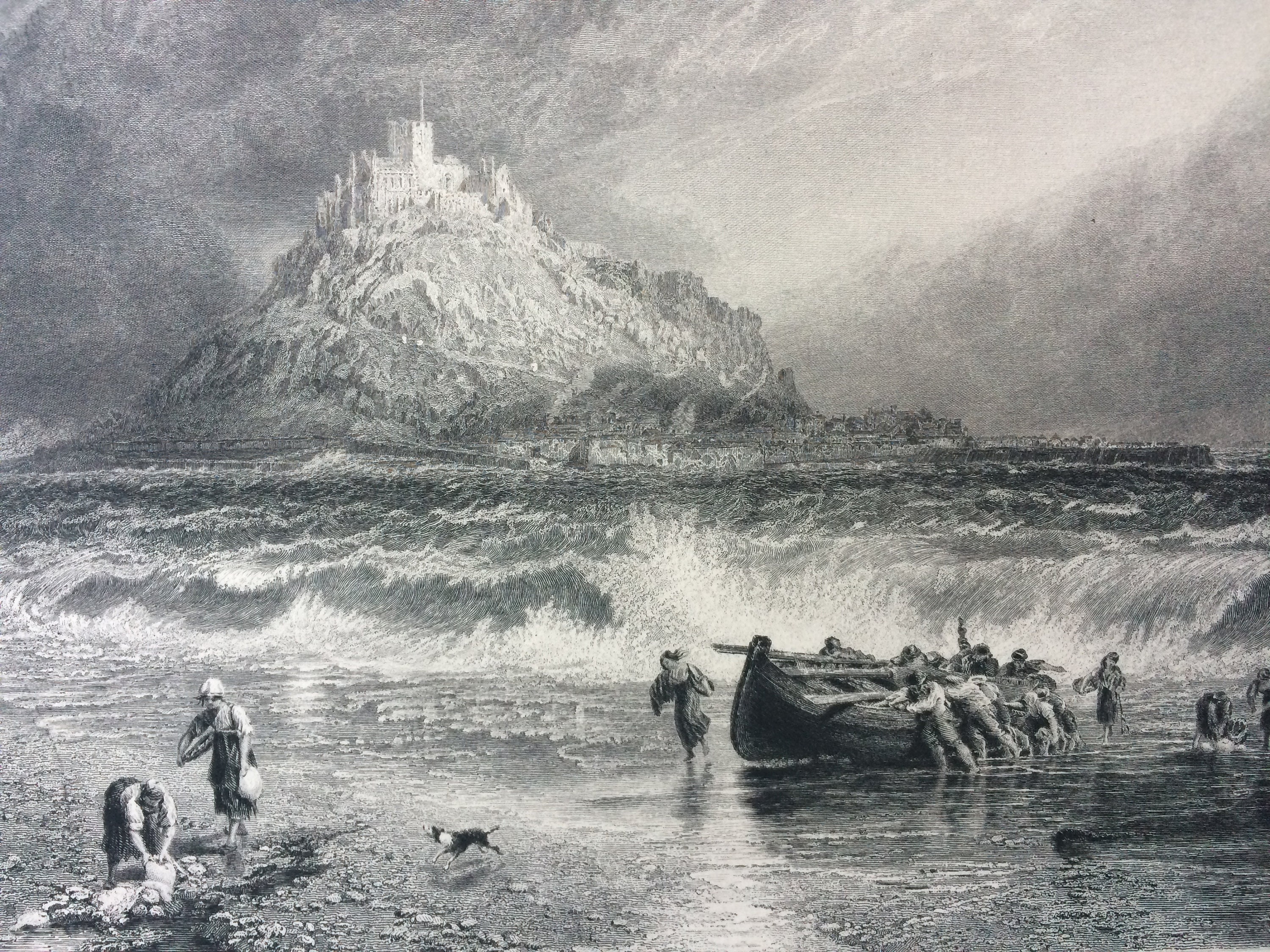 1876 St Michael's Mount, Cornwall Original Antique Steel Engraving ...