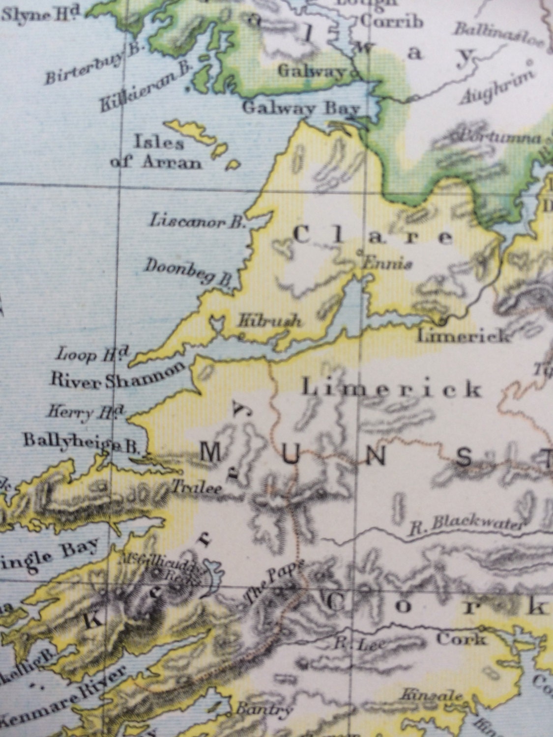 1905 Ireland 1641 to 1892 Original Antique Map, Military History, 10 x ...