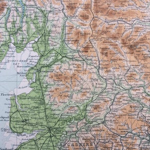 1922 ENGLAND & WALES (northern Section) Large Original Antique Times ...