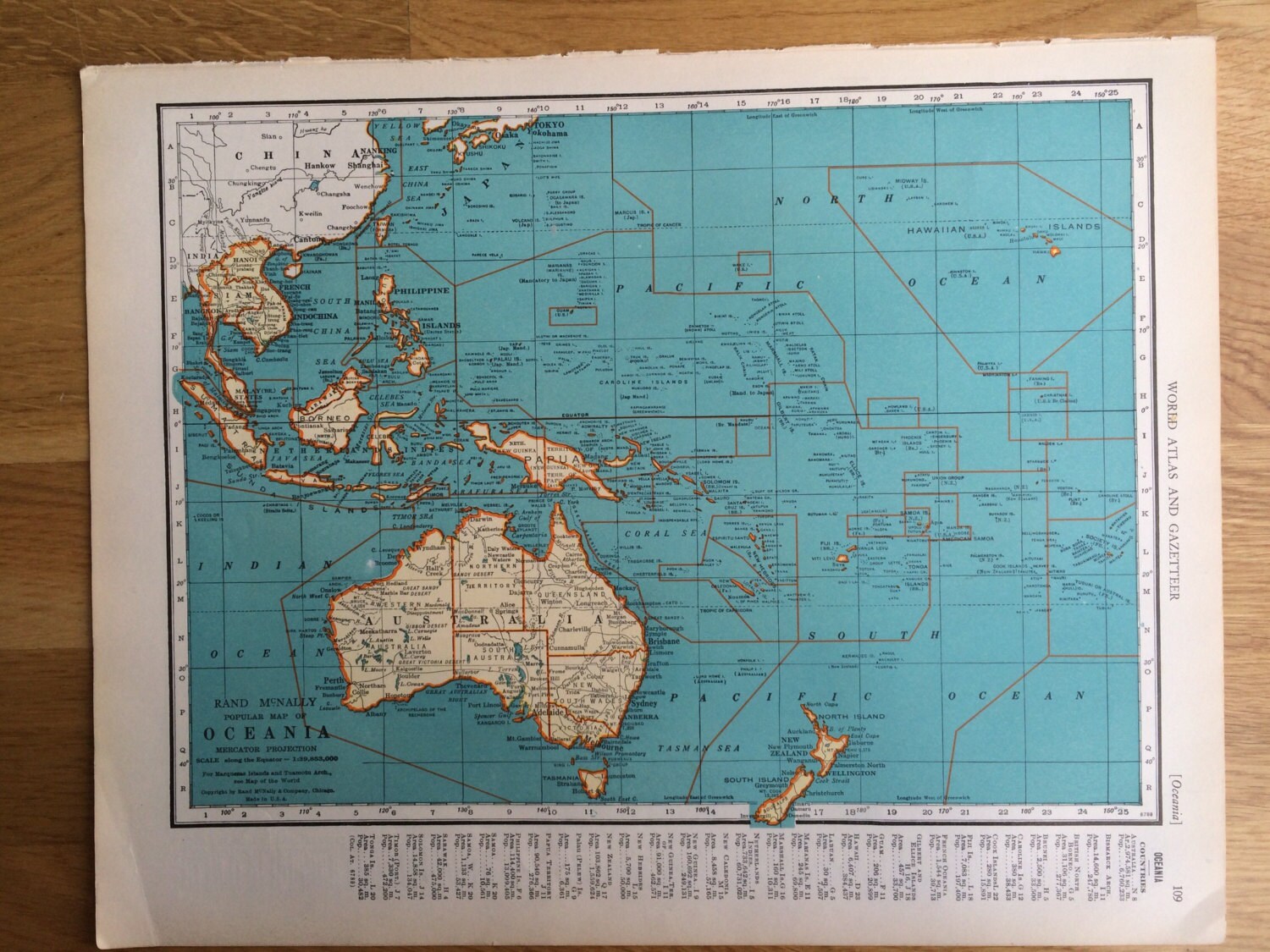 1937 AUSTRALIA Original Vintage Map, 11 x 14 inches, Rand McNally, Home ...
