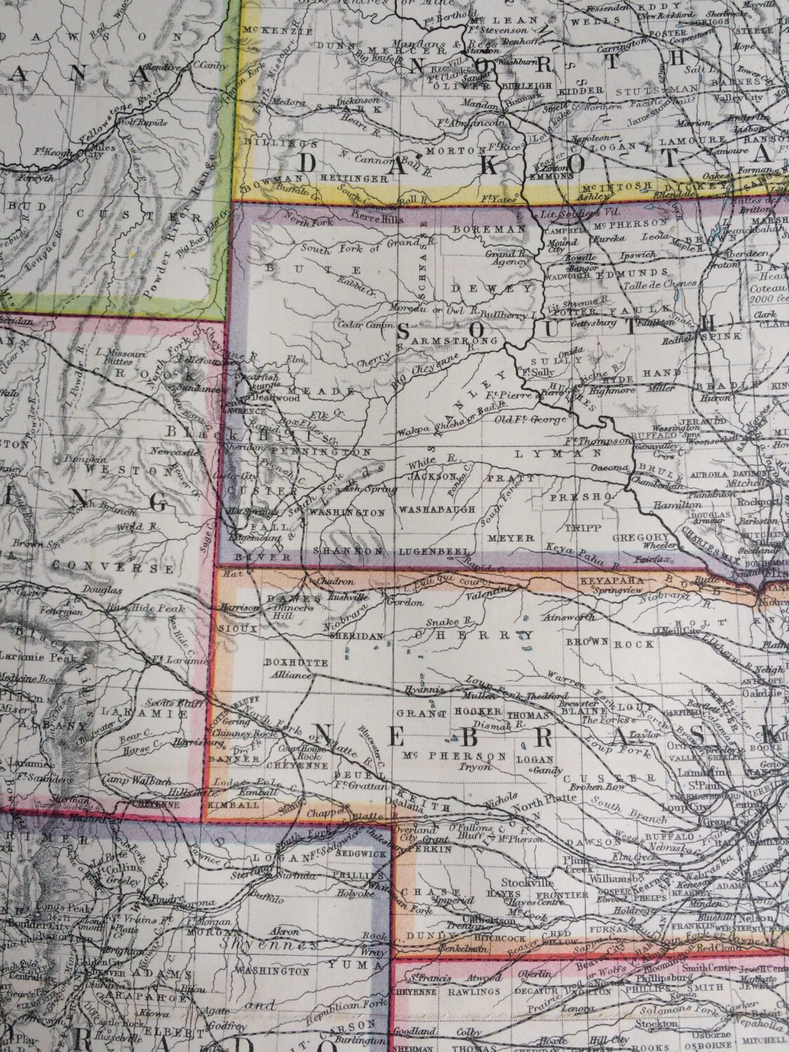 1903 UNITED STATES (Central) Large Original Antique Map, 15.5 x 20.5 ...