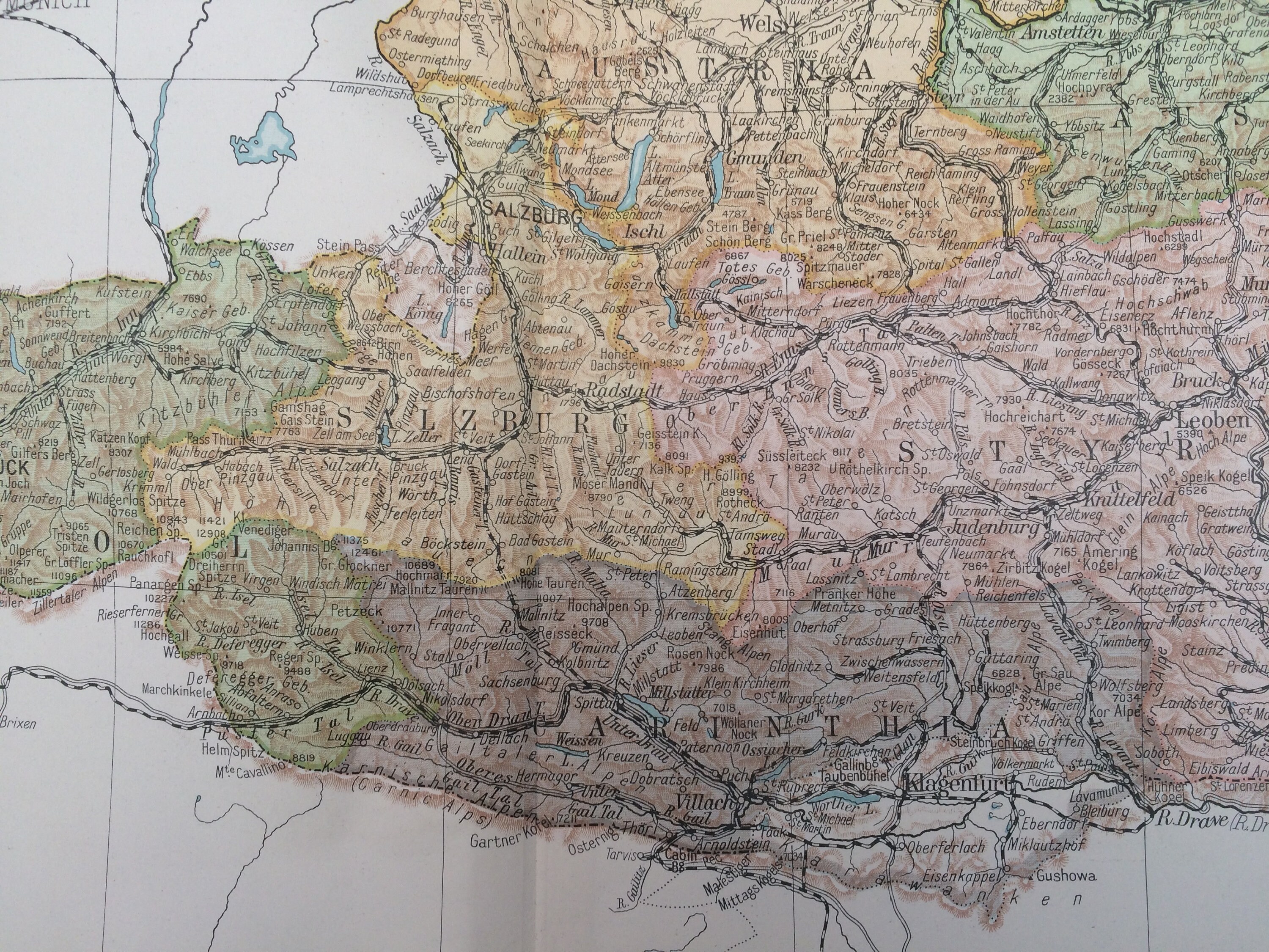 1920 Austria Extra Large Original Antique Map with inset map of Austria ...