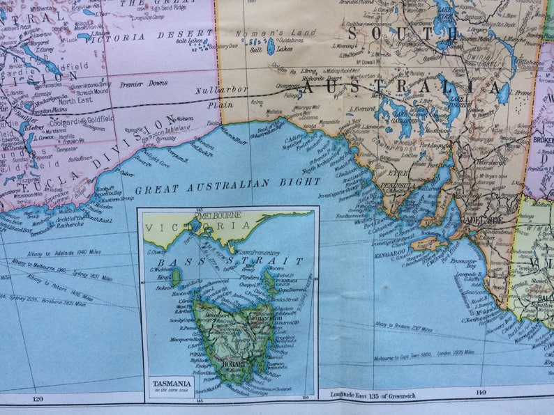 1920 Australia (political) Extra Large Original Antique Map With Inset ...