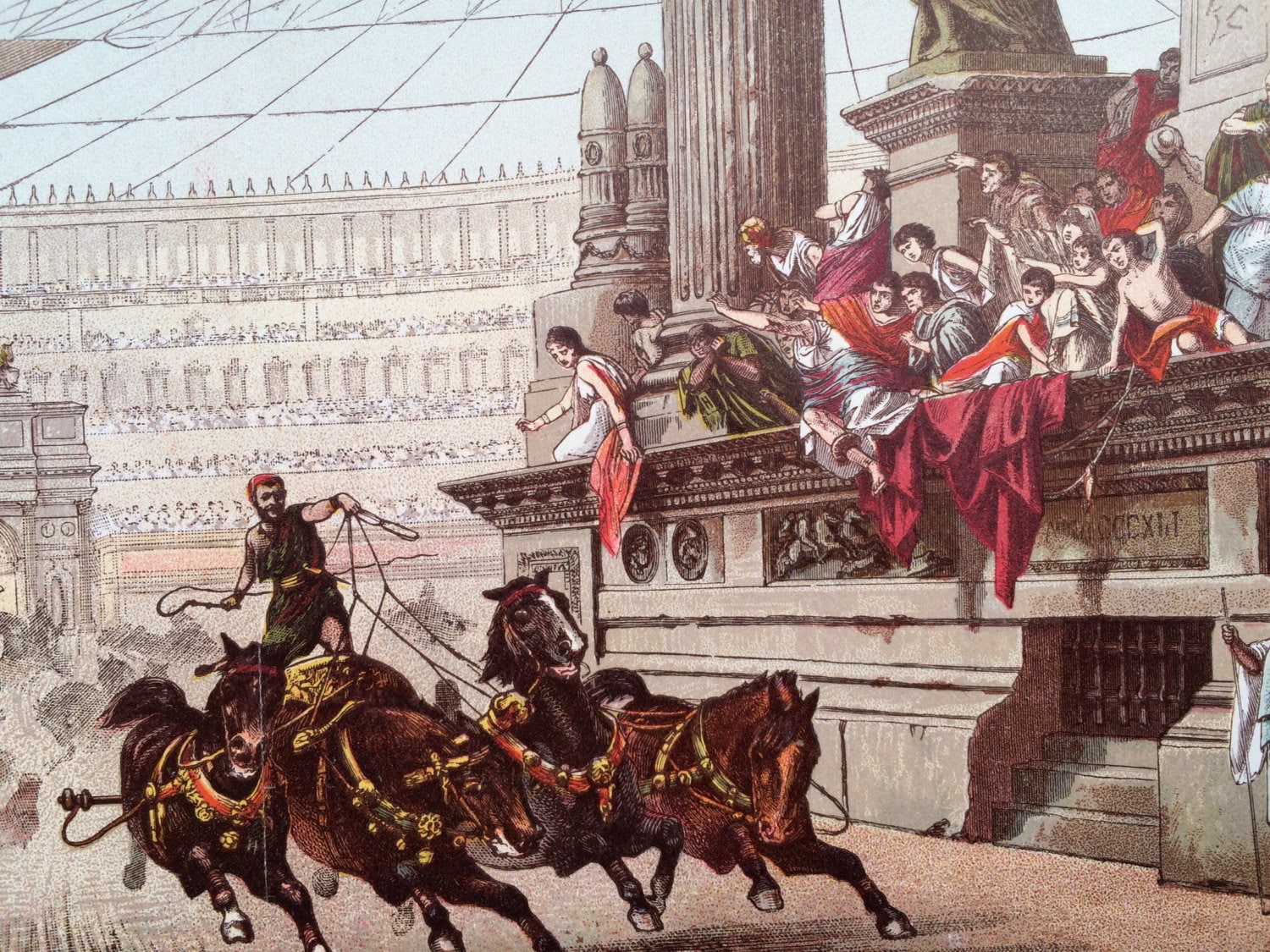 1879 The Chariot Race by Professor Wagner Original Antique print from ...