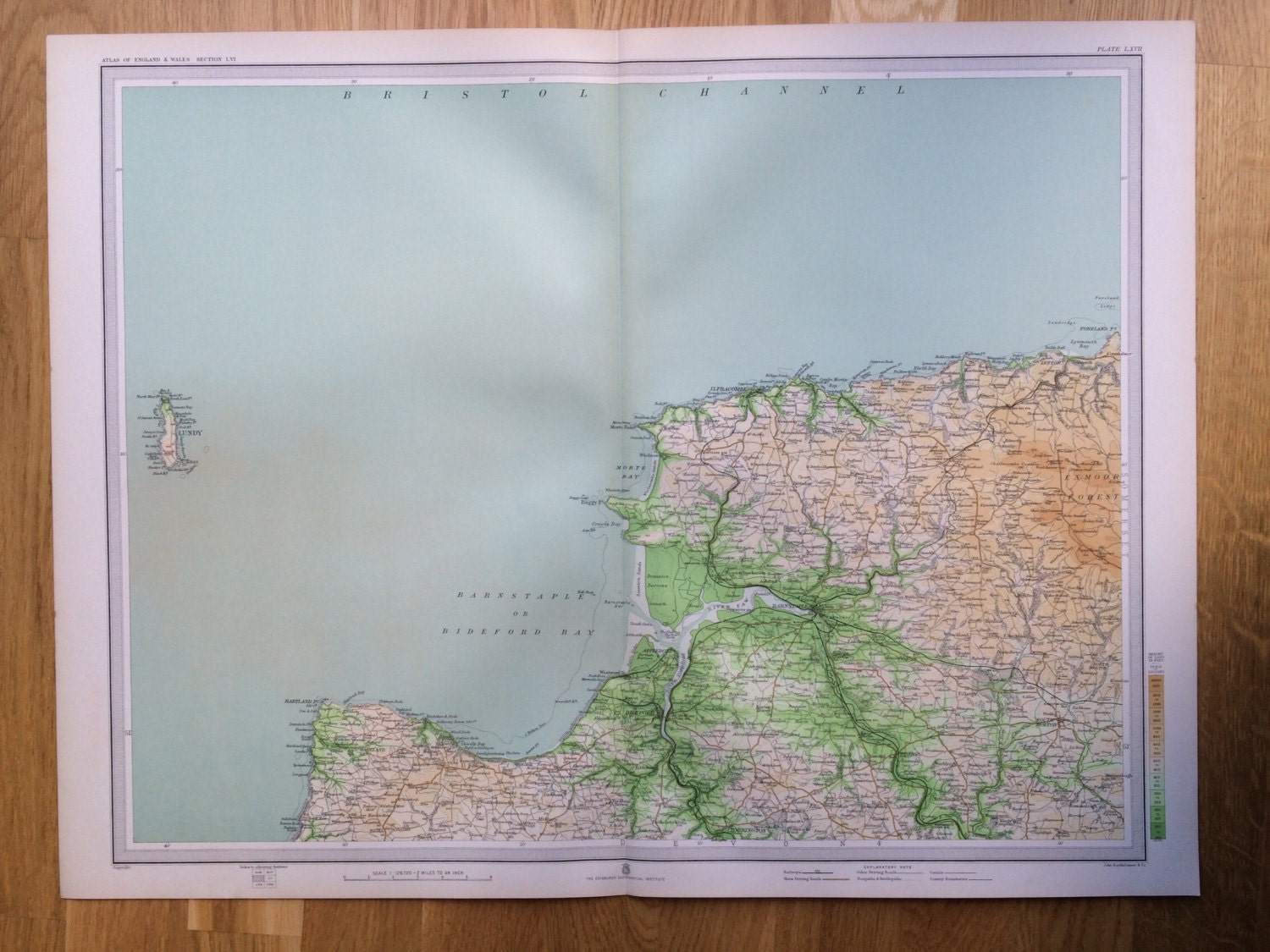 1903 ILFRACOMBE & BARNSTAPLE Large Original Antique Map, 17.5 x 23 ...