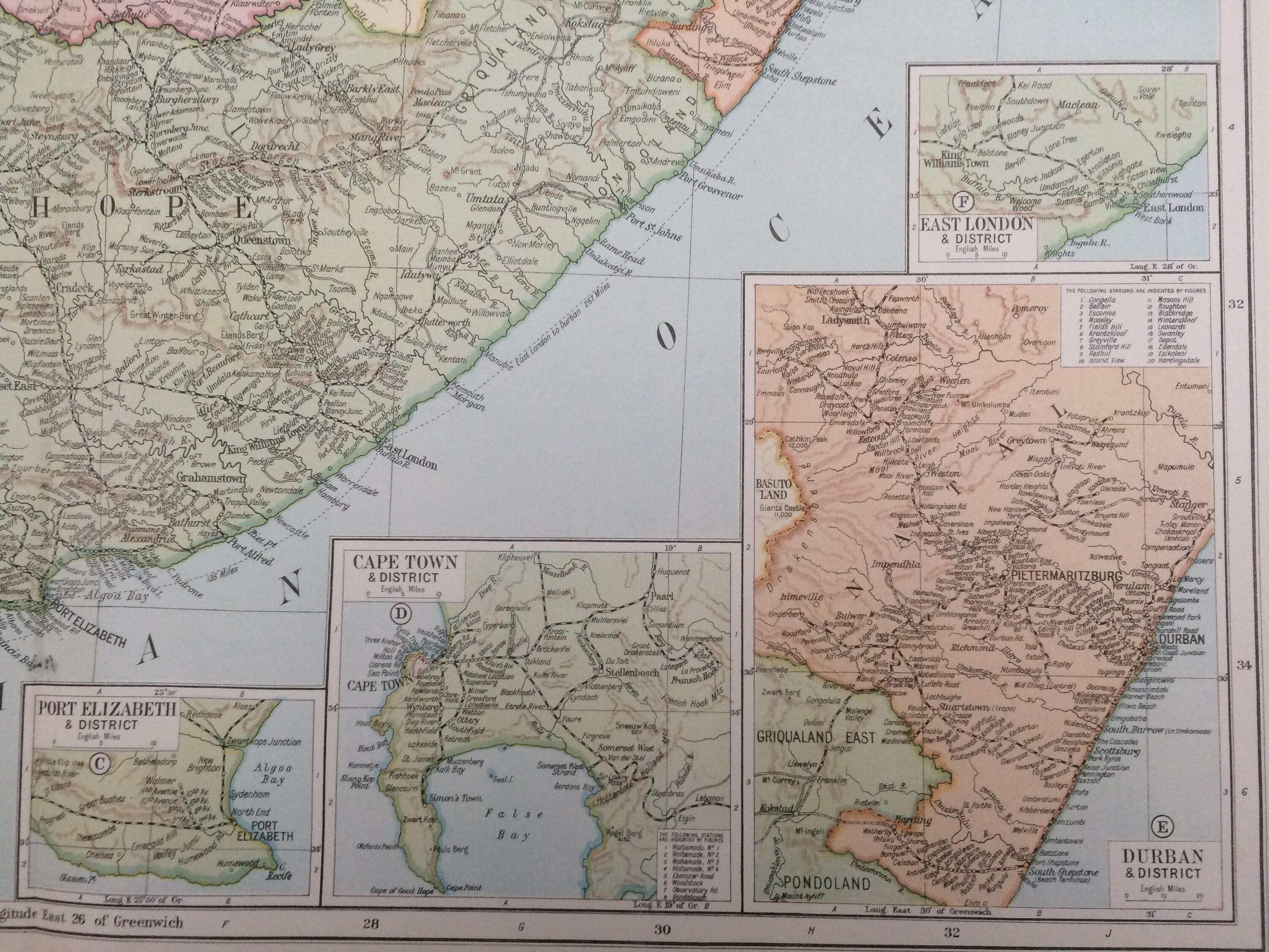 1920 Railway Map of South Africa Extra Large Original Antique Map East ...