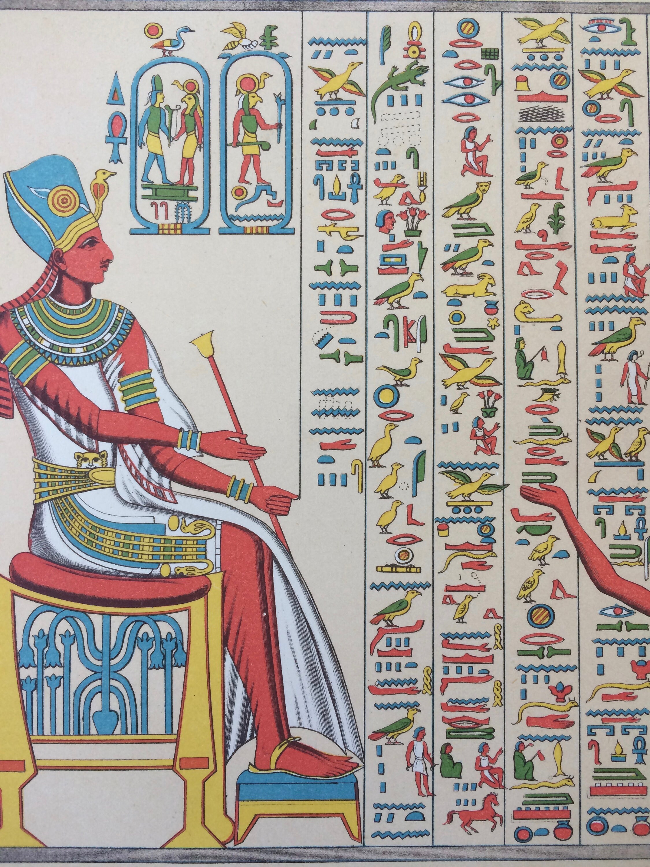 1891 Egyptian Hieroglyphic Writing Original Antique Encyclopaedia ...