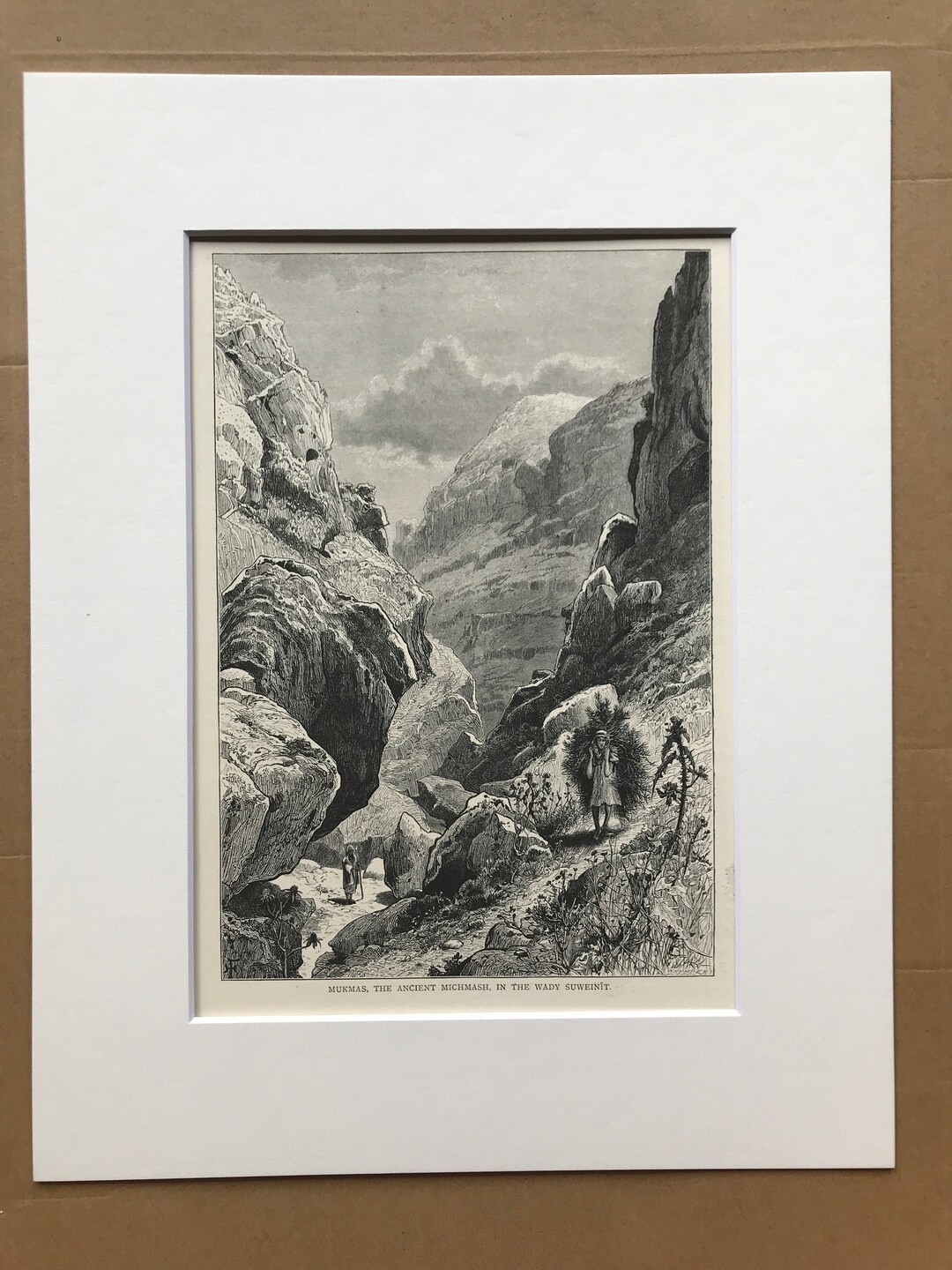 1880 Mukmas, the Ancient Michmash Original Antique Engraving - Mounted ...