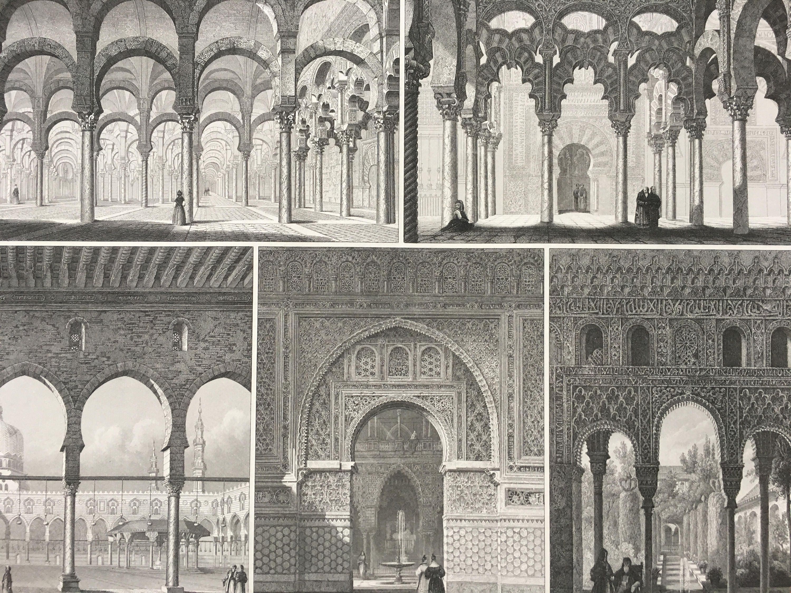 1849 Islamic Architecture Large Original Antique Engraving - Mounted ...