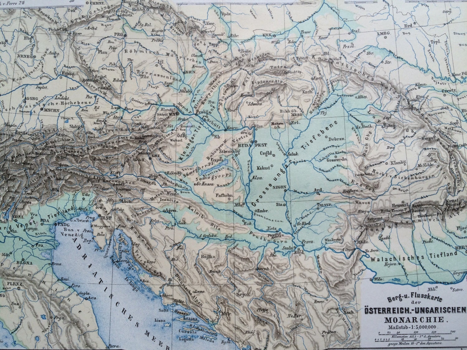 1880 AUSTRO-HUNGARIAN MONARCHY original antique map, cartography ...