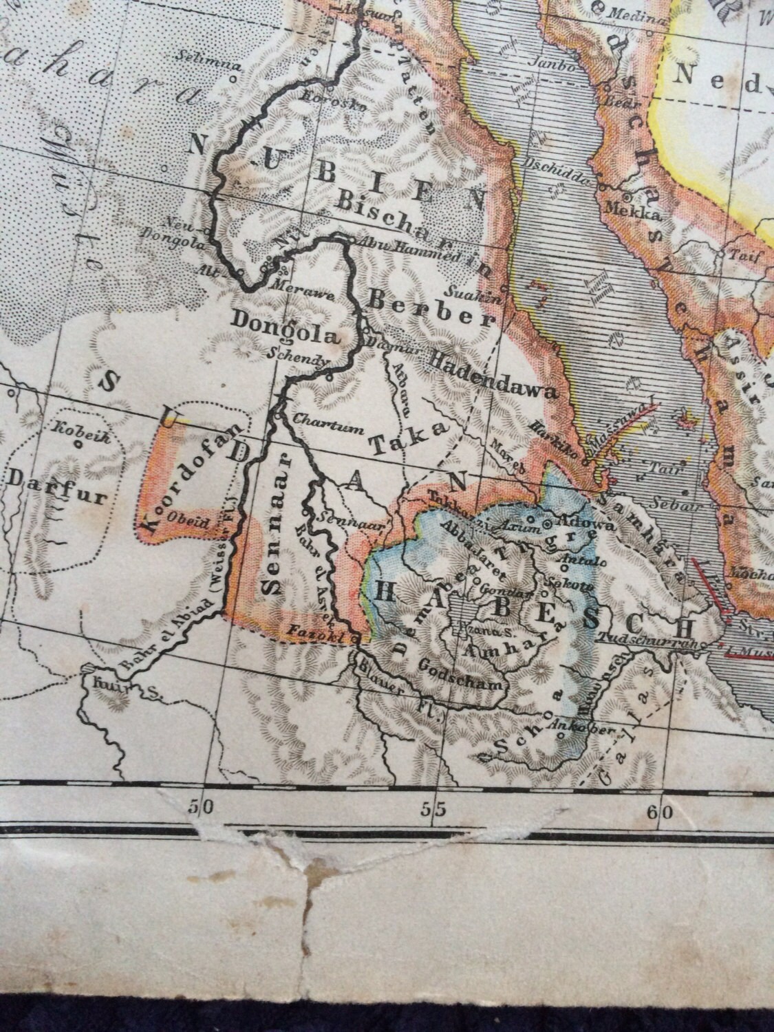 1861 MIDDLE EAST original antique hand coloured map