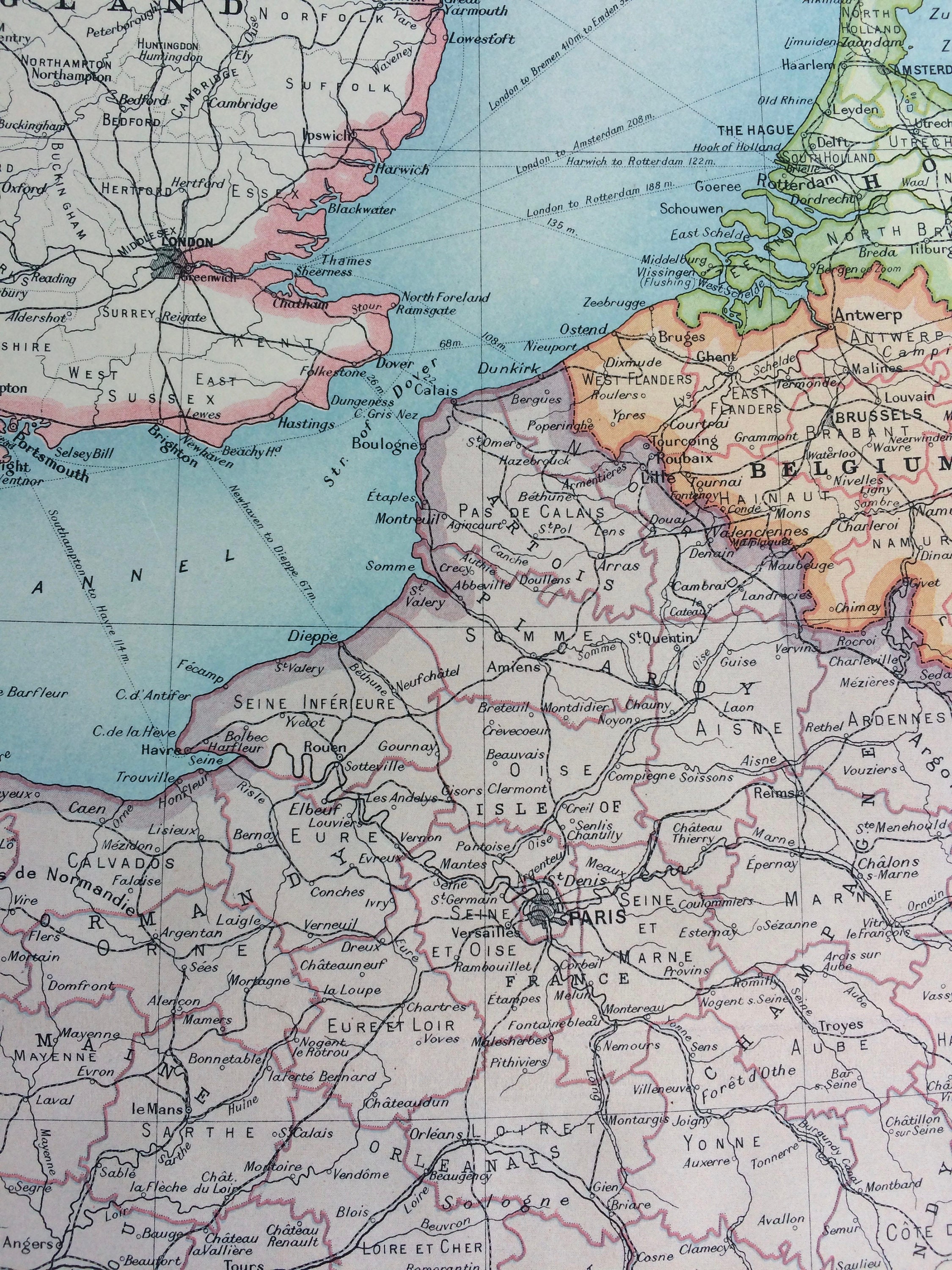 1922 FRANCE, BELGIUM & HOLLAND Large Original Antique Times Atlas ...