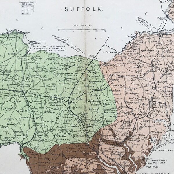 Antique Map Suffolk - Etsy UK