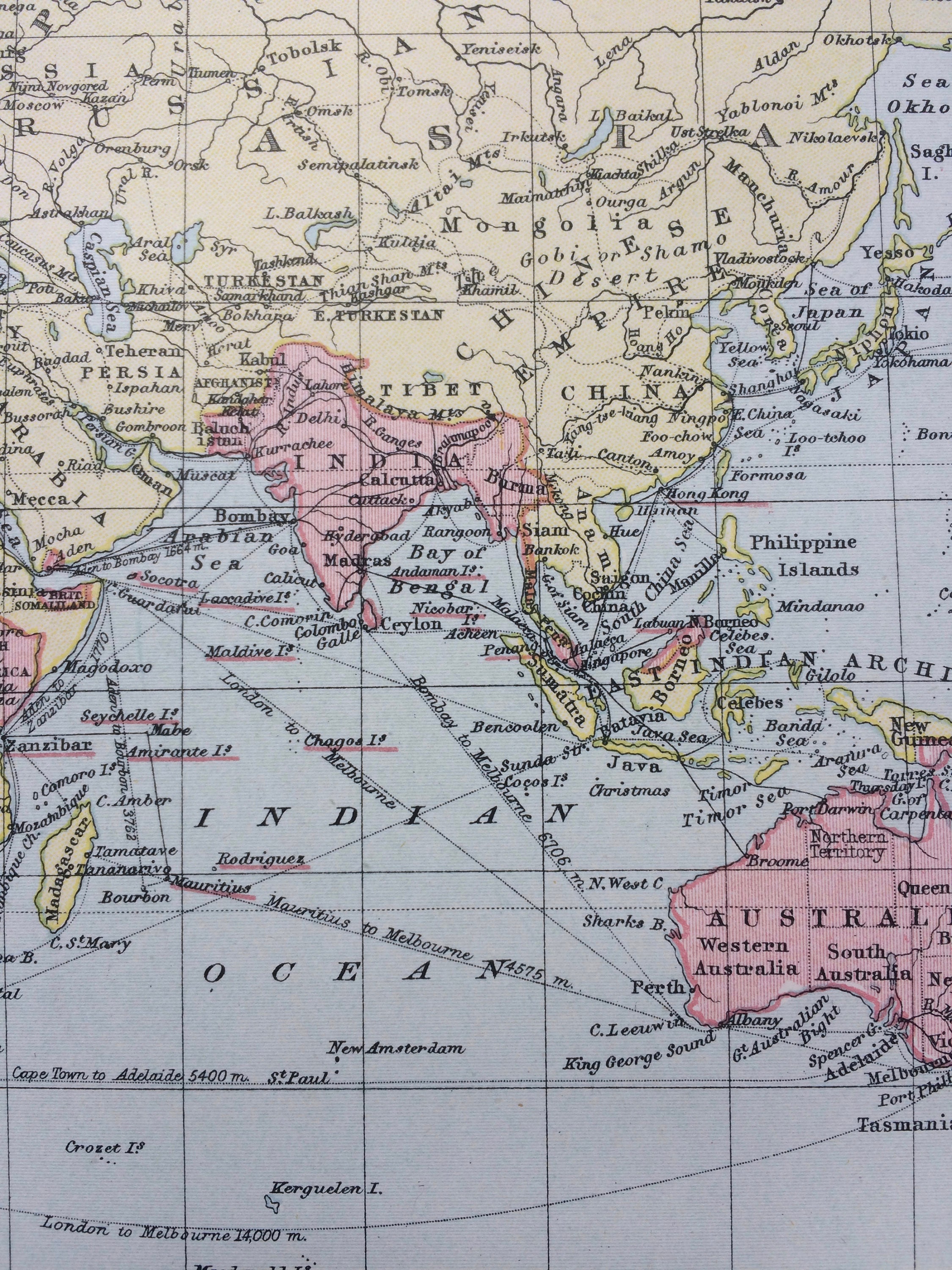1904 Original Antique World Map - 10 x 12 inches - Mercators Projection ...