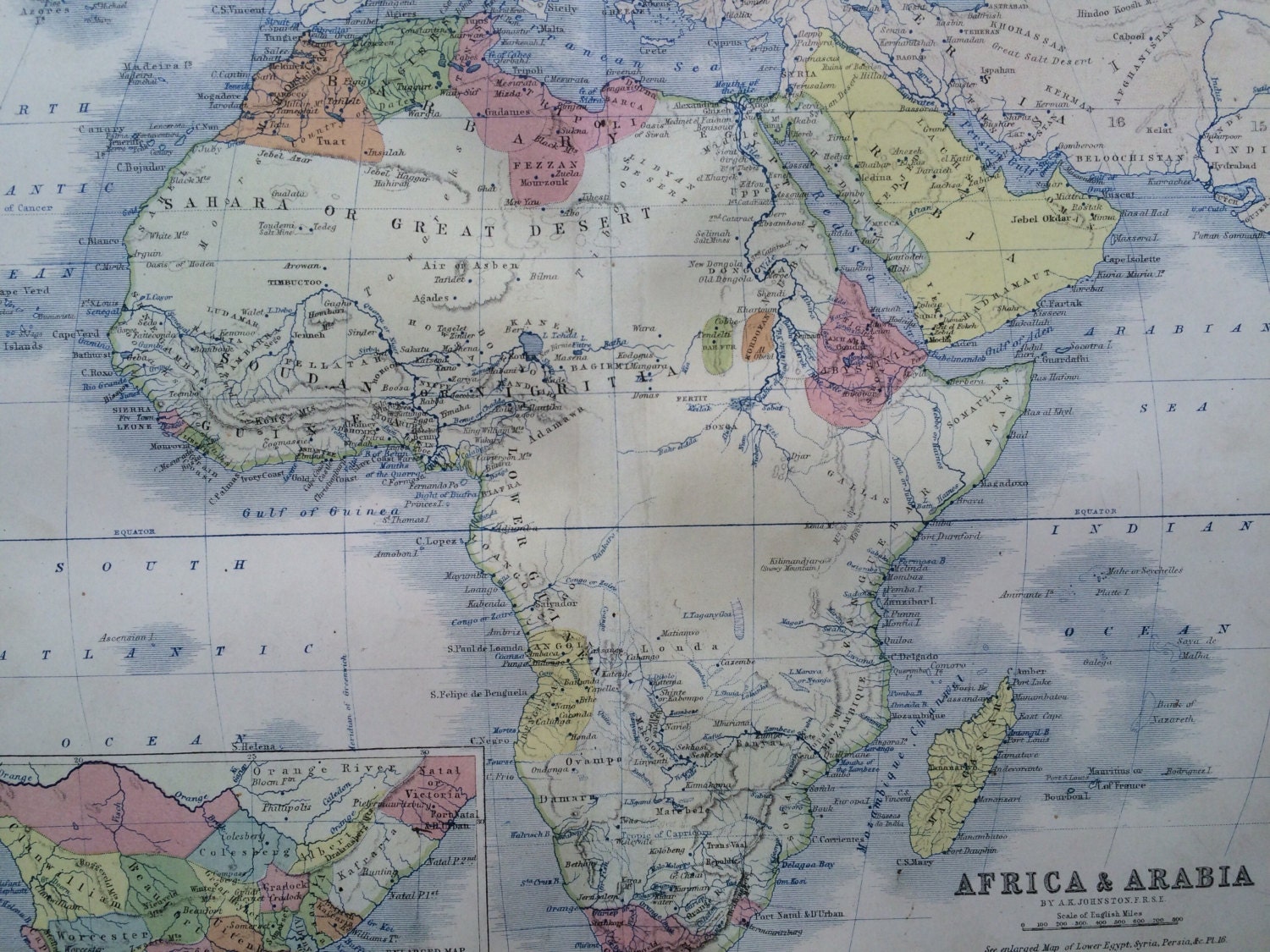 1859 Africa Original Antique Map - Available Framed
