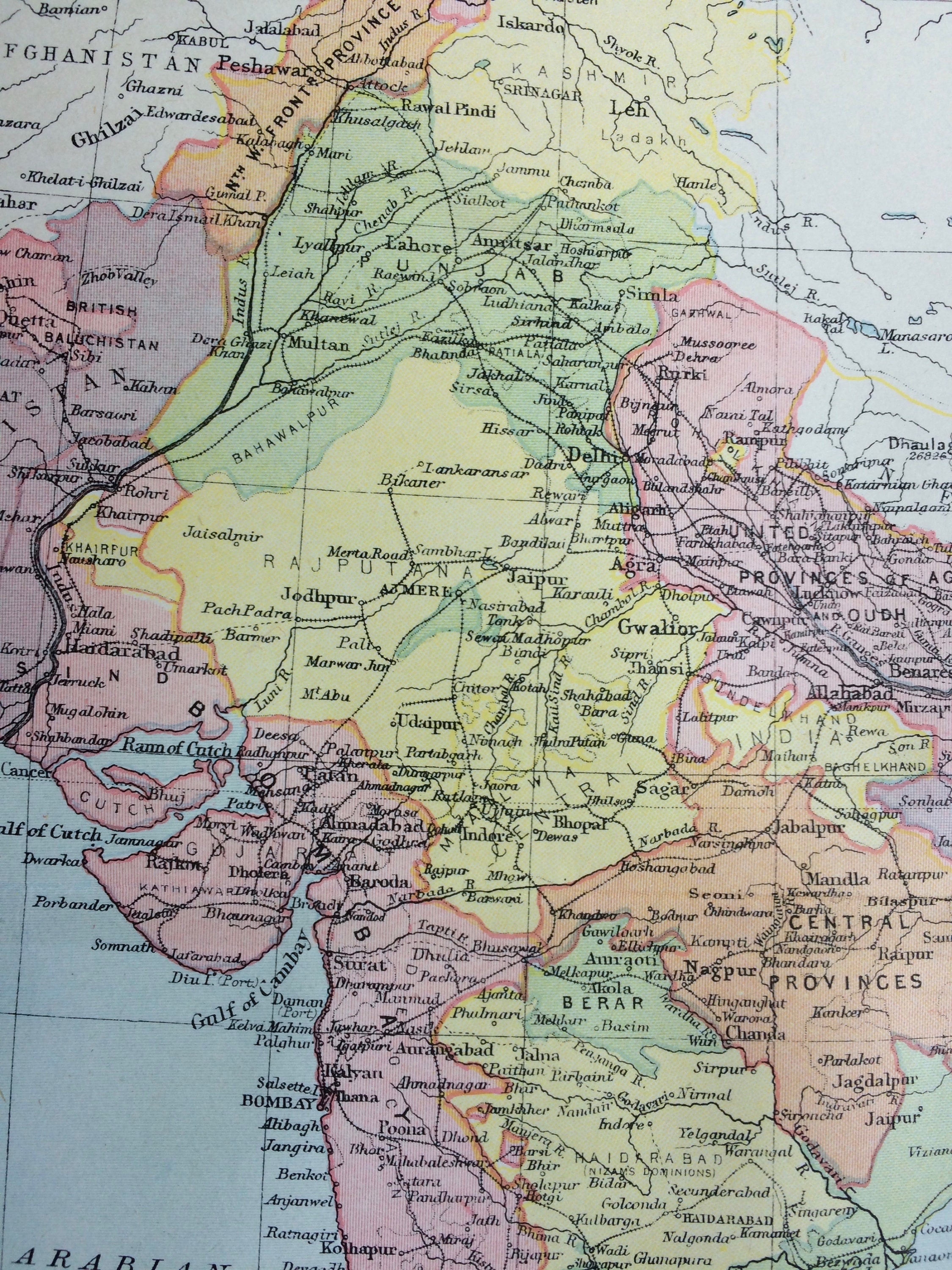 1904 India (Political) Original Antique Map - 10 x 12 inches - Wall Map ...