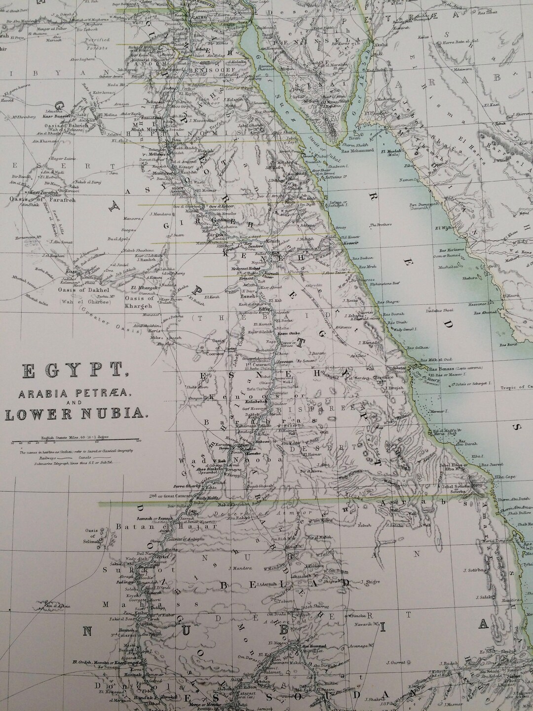 1898 Egypt, Arabia Petraea, and Lower Nubia Large Original Antique A ...