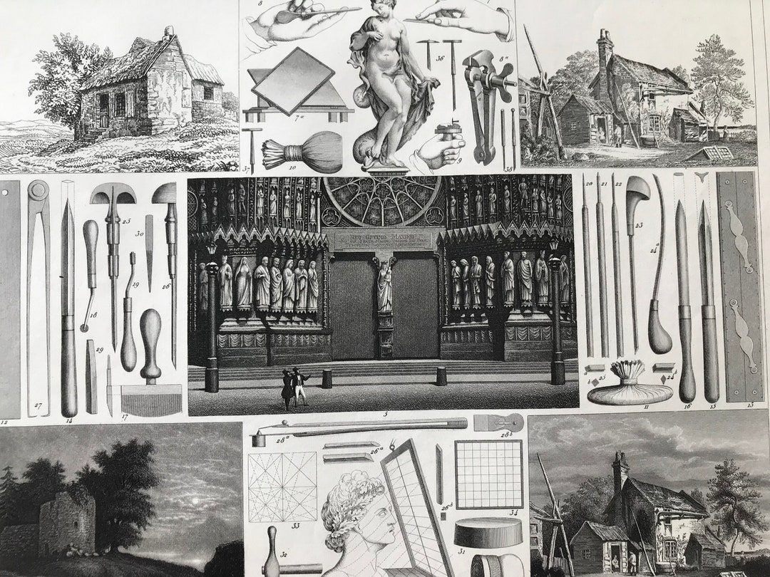 1849 Sculpture Sculpting Tools & Technique Large Original - Etsy