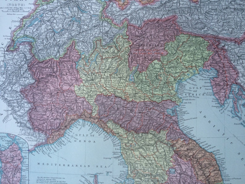1920 ITALY north Original Vintage Map 12 X 14.5 Inches - Etsy
